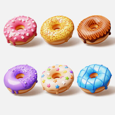 Set of Stylized Colorful Donuts by SoulDELF