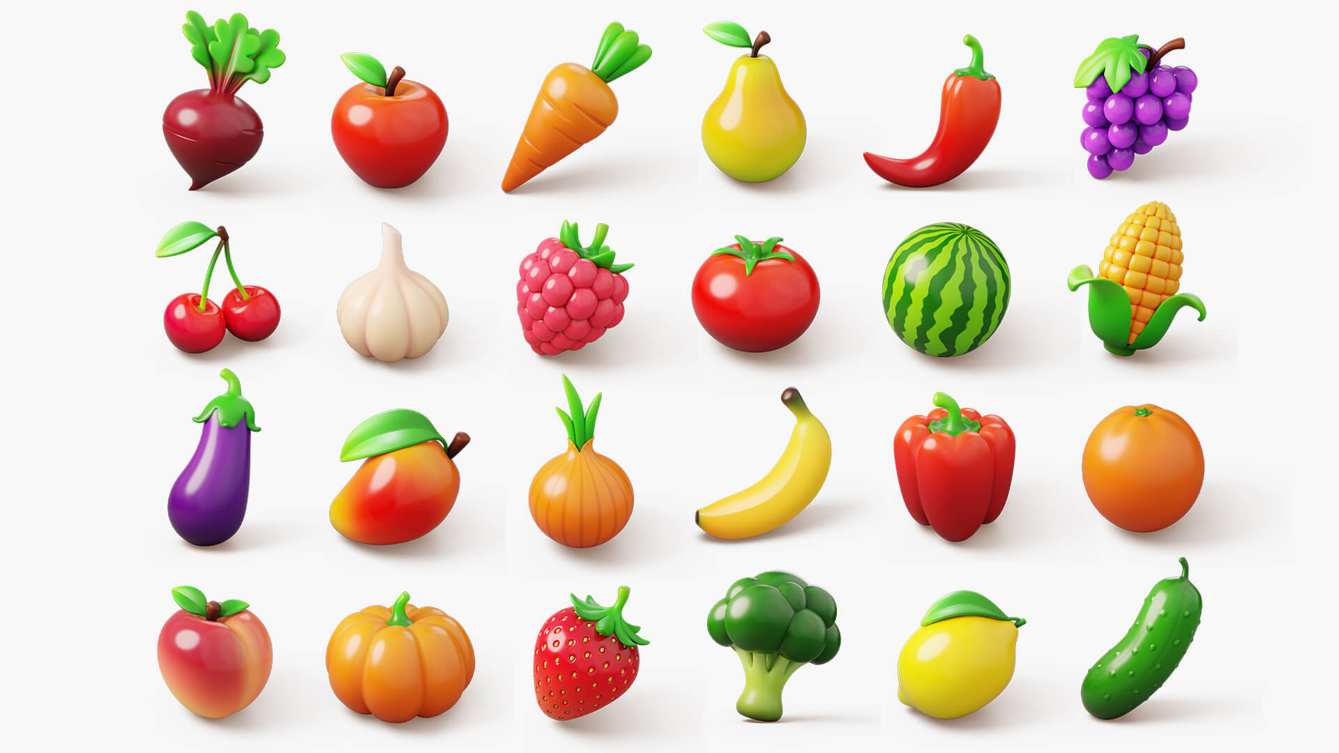 Stylized Fruits and Vegetables Pack - 3D Model by SoulDELF