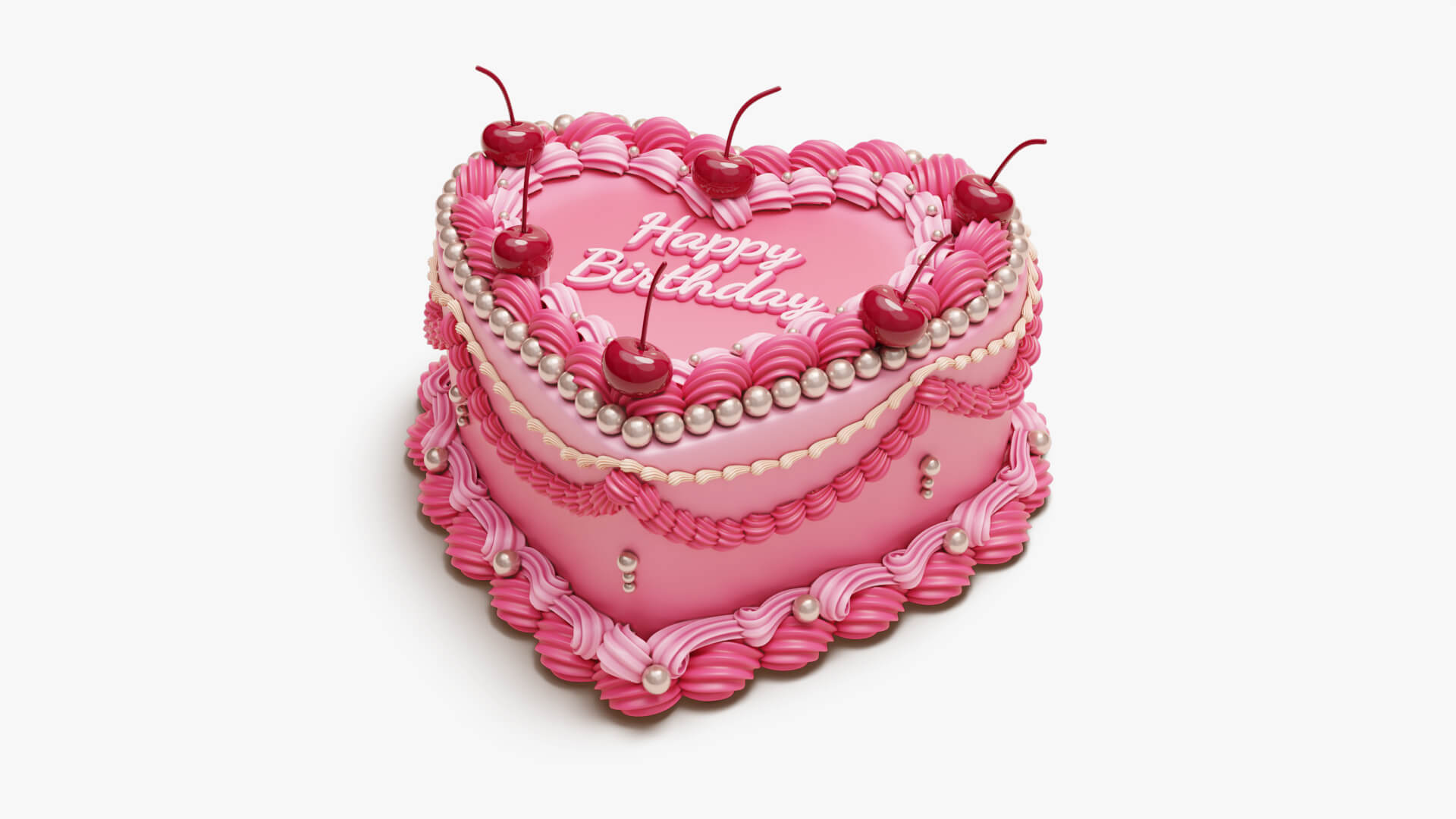 Vintage Heart-Shaped Cake 3D Model by SoulDELF