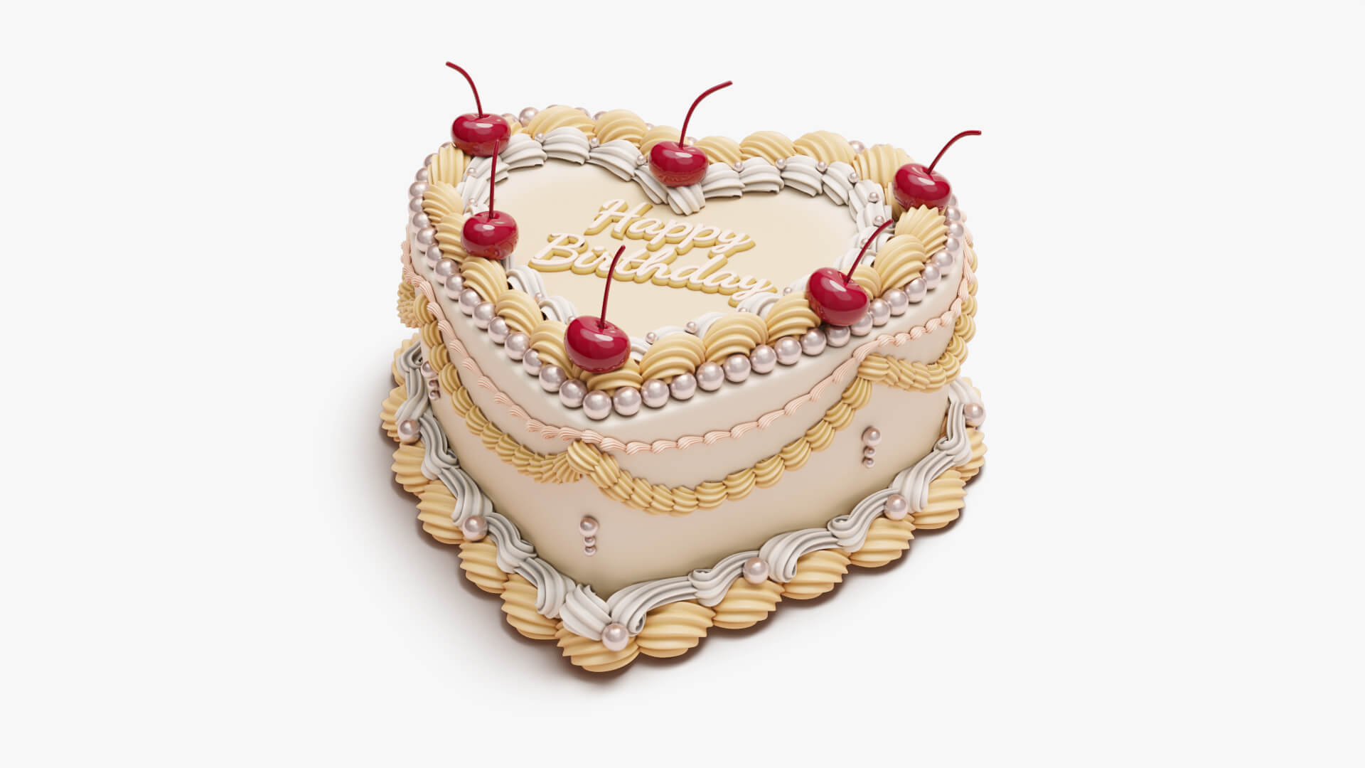 Vintage Heart-Shaped Cake 3D Model by SoulDELF