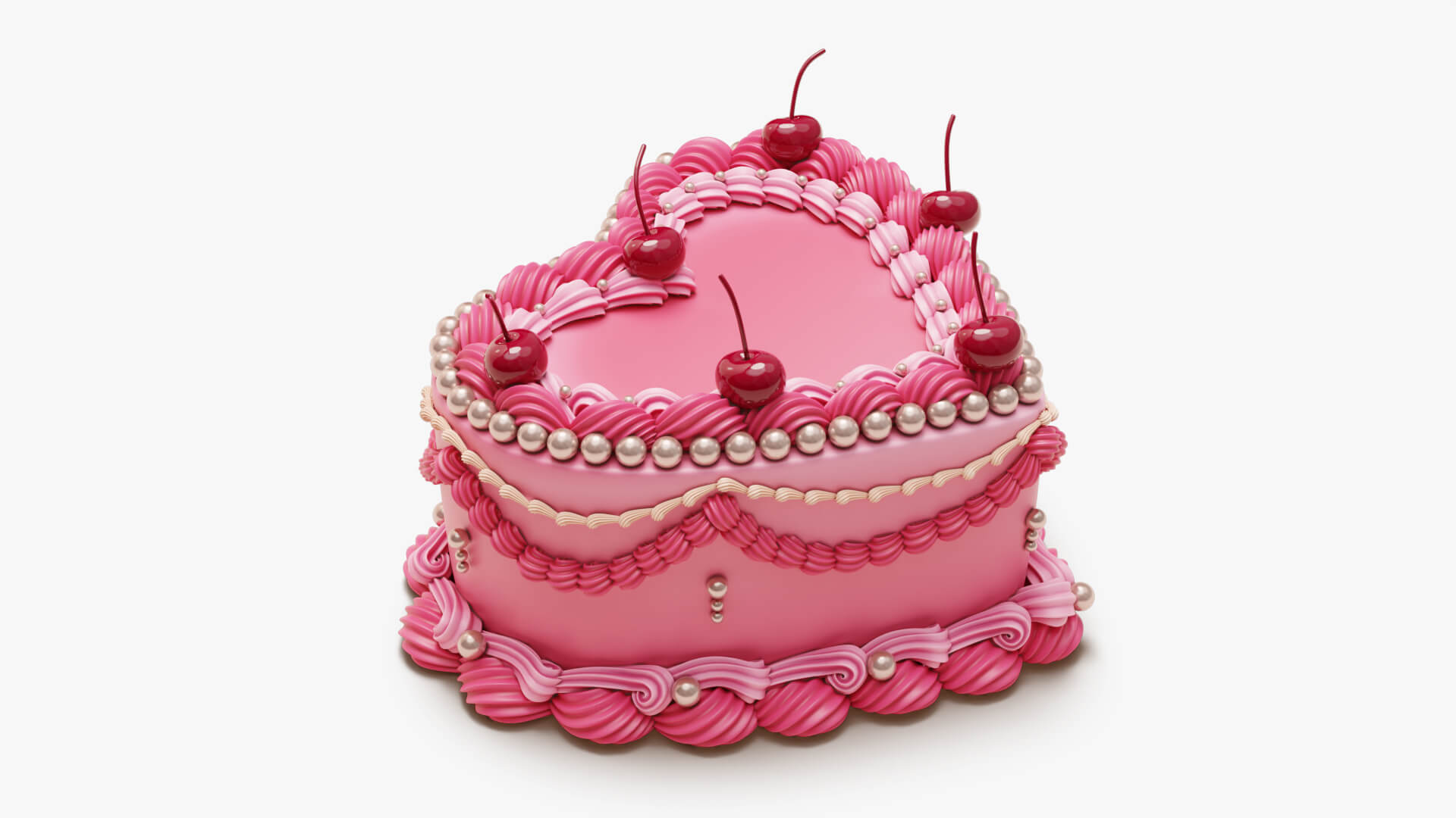 Vintage Heart-Shaped Cake 3D Model by SoulDELF