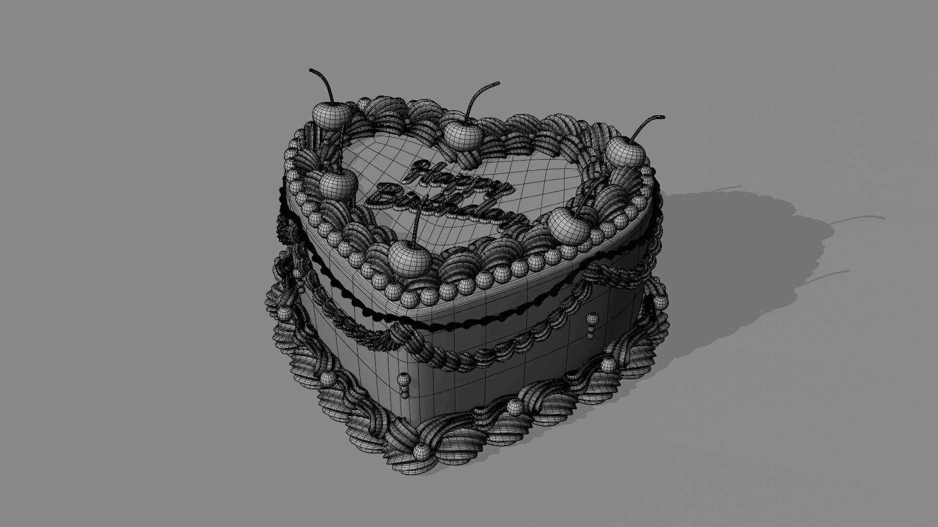 Vintage Heart-Shaped Cake 3D Model by SoulDELF