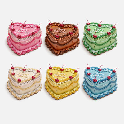 Vintage Heart-Shaped Cake 3D Model by SoulDELF