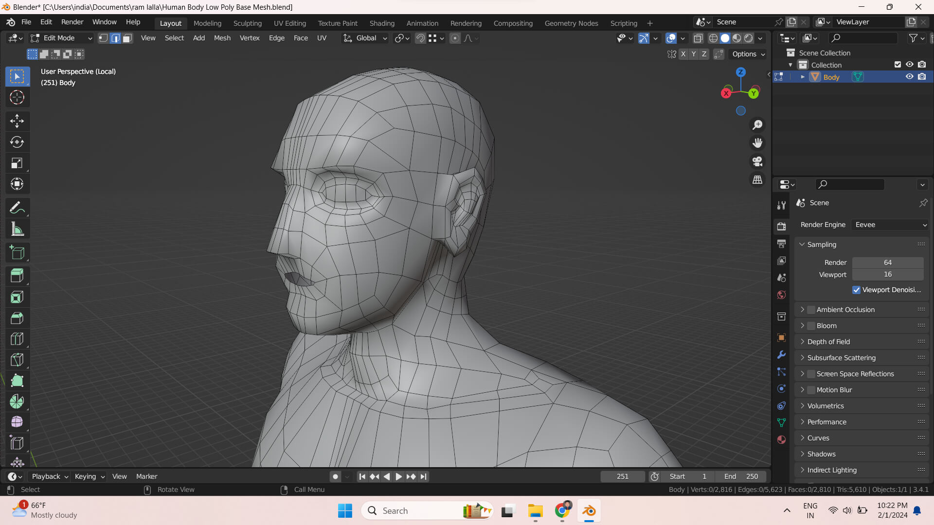 Human Body Low Poly Base Mesh - 3D Model by Sourabh_27