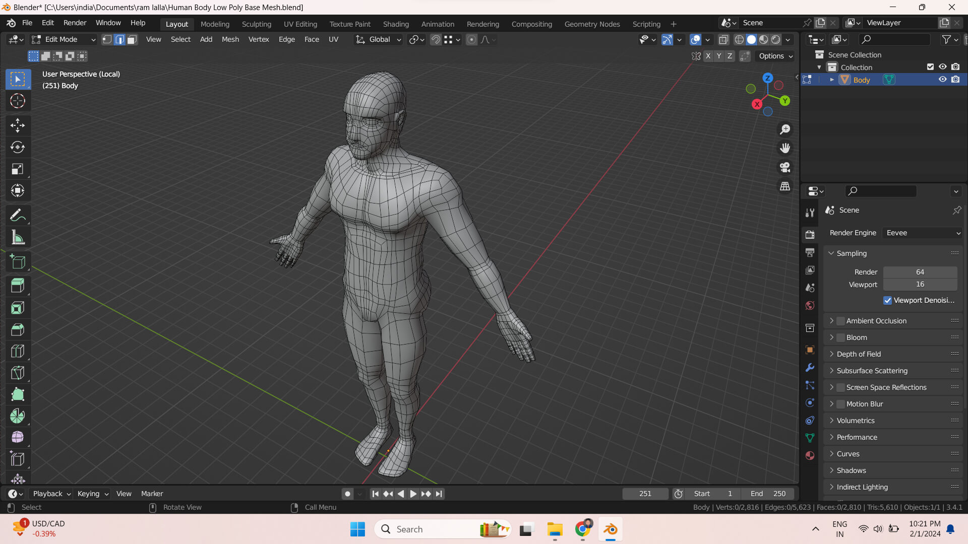 Human Body Low Poly Base Mesh - 3D Model by Sourabh_27
