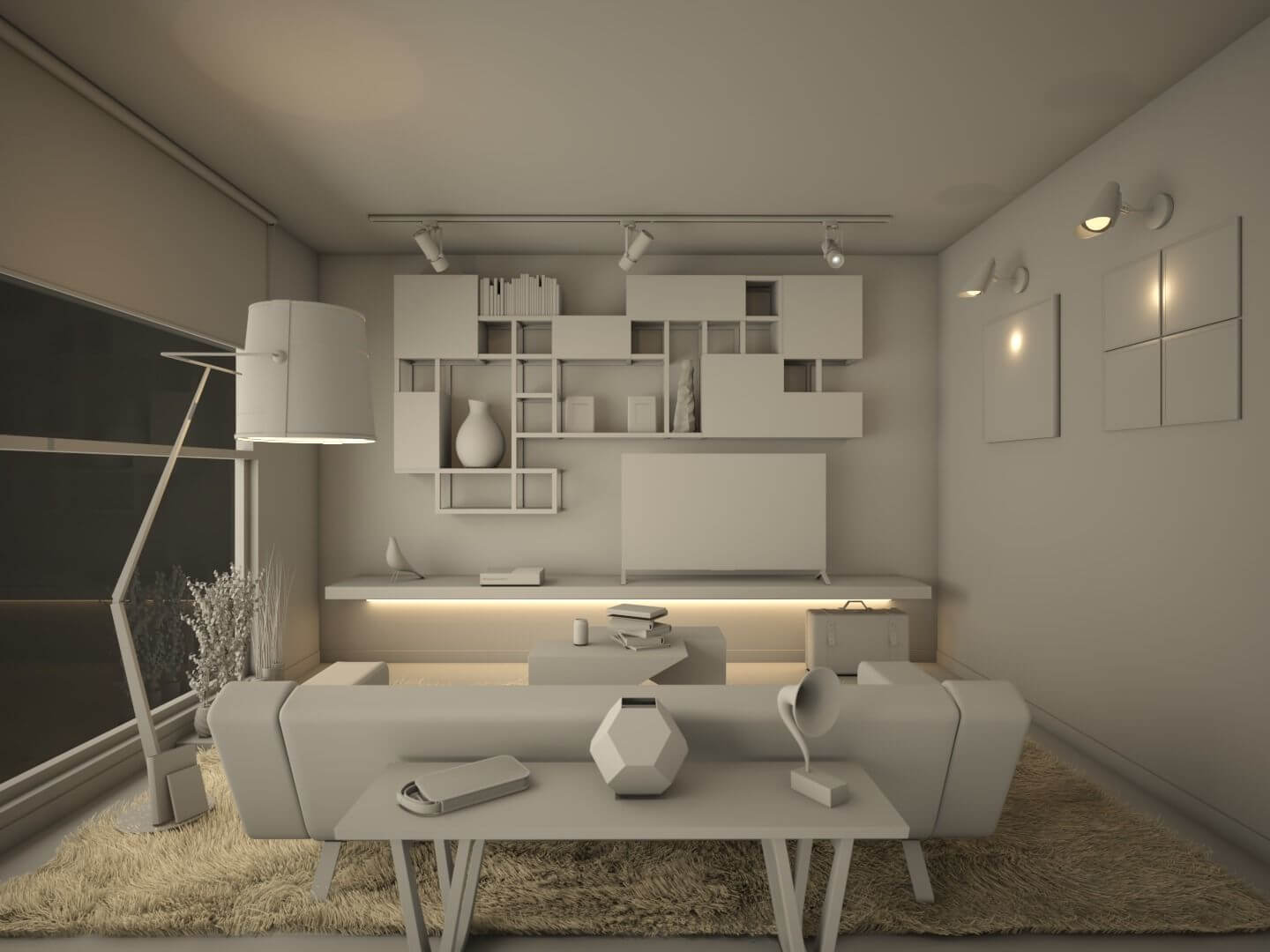 3D Living Room Architectural Interior by Sourav 3D Creation