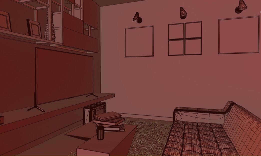 3D Living Room Architectural Interior by Sourav 3D Creation