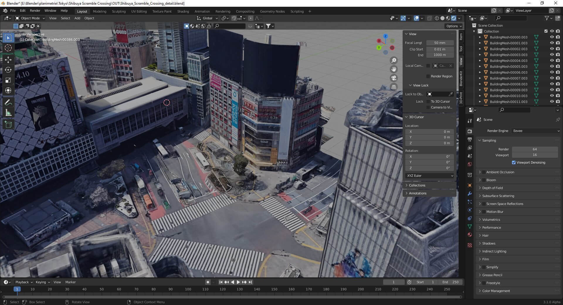 3D Tokyo Shibuya Scramble Crossing Low Poly Model by Sourav 3D Creation