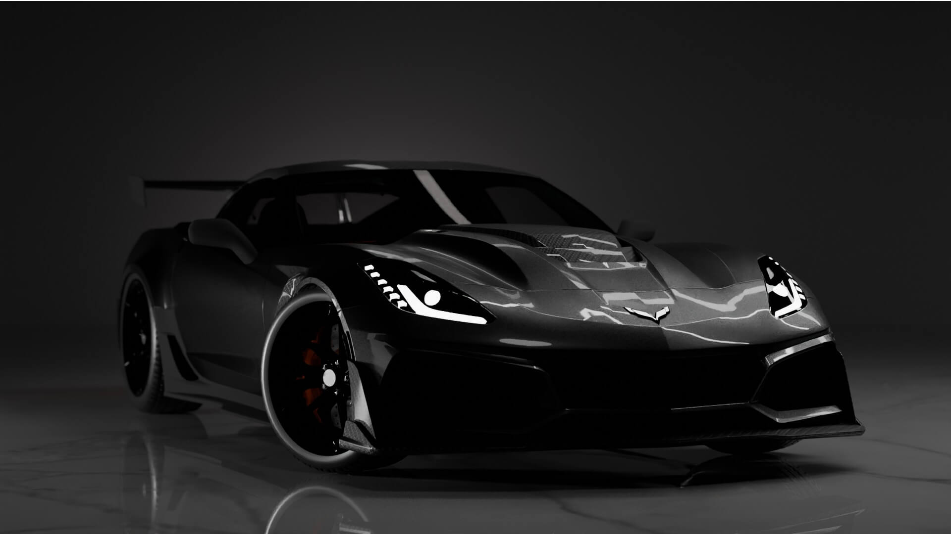 Corvette C7 ZR1 - Black Rigged 3D Model by Sourav 3D Creation
