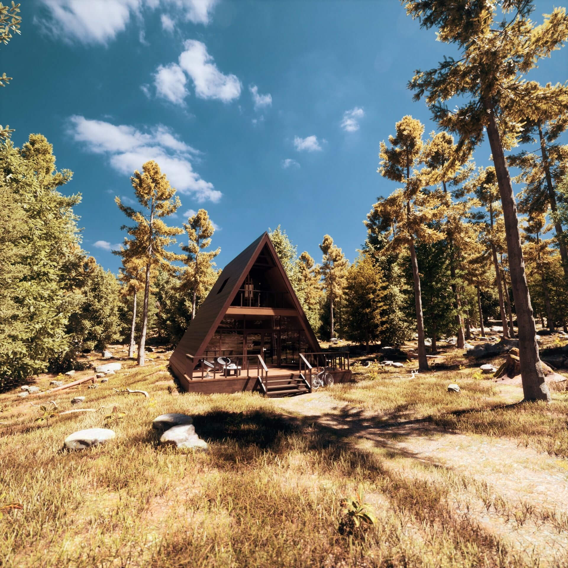 Realistic Forest Wooden House Design - 3D Model by Sourav 3D Creation