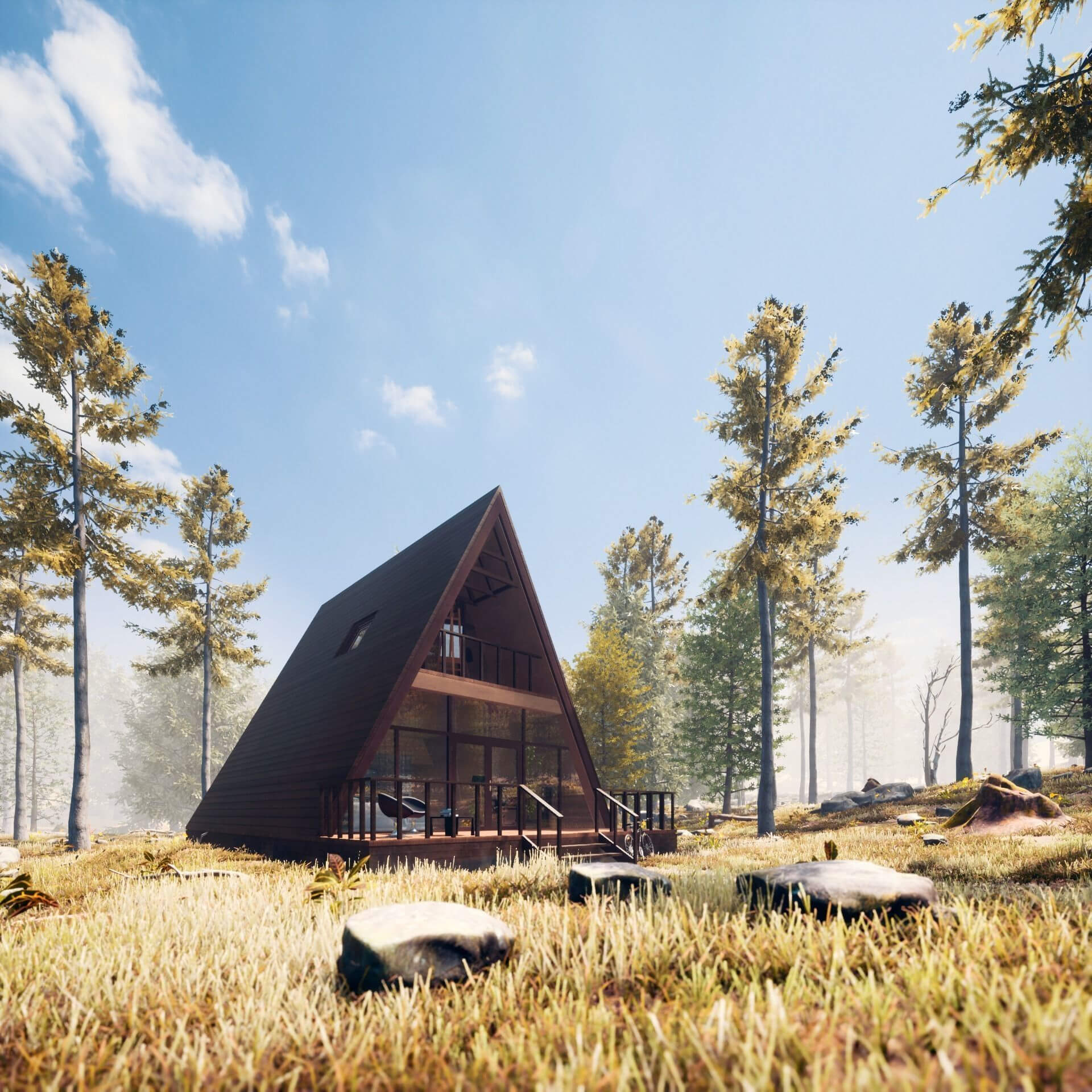 Realistic Forest Wooden House Design - 3D Model by Sourav 3D Creation