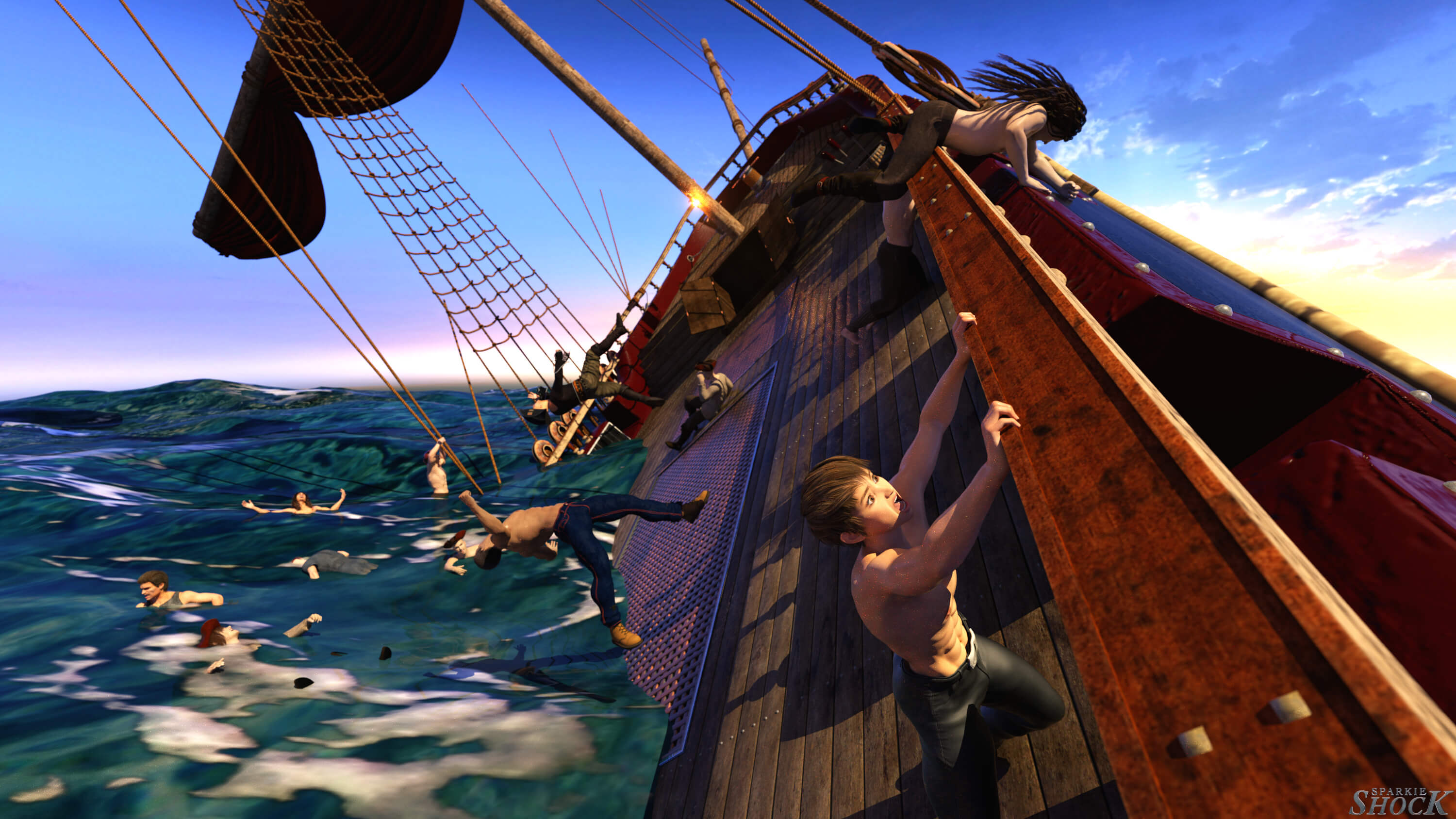 The fate of the Pirates 3D Render, Digital Art by SparkieShock