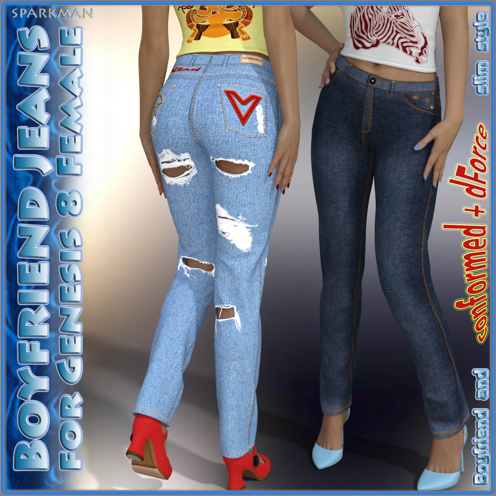 dForce Boyfriend Jeans for Genesis 8 Female - Daz Content by Sparkman