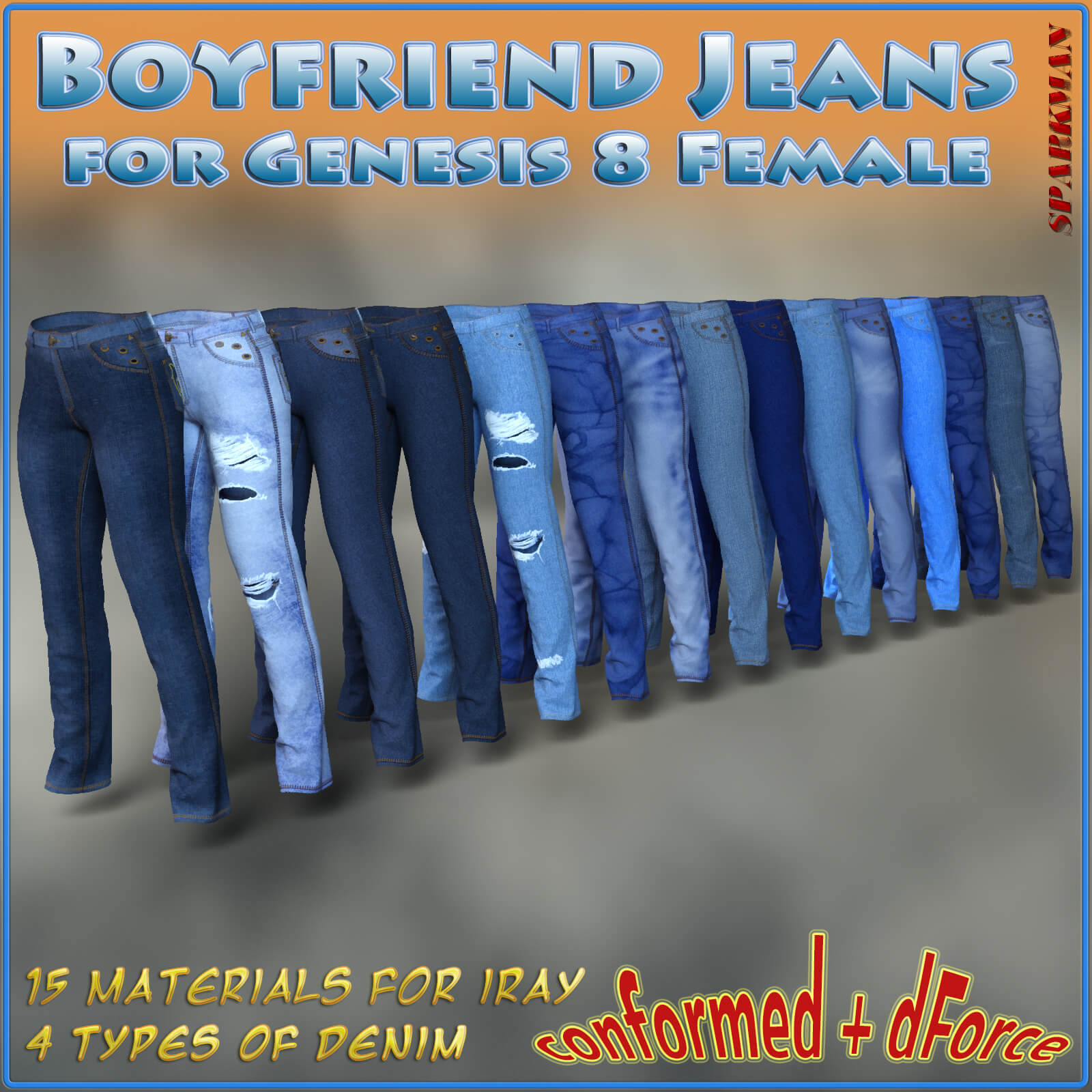 dForce Boyfriend Jeans for Genesis 8 Female - Daz Content by Sparkman
