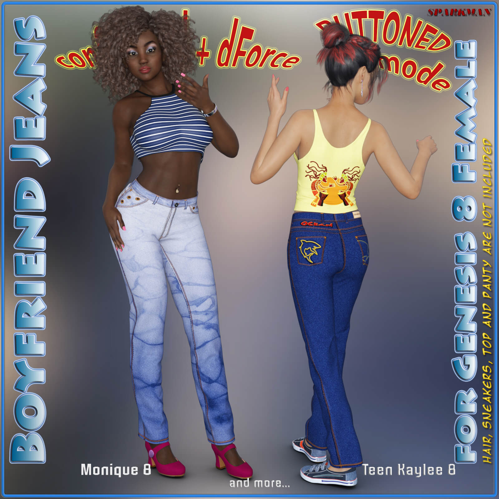 dForce Boyfriend Jeans for Genesis 8 Female - Daz Content by Sparkman
