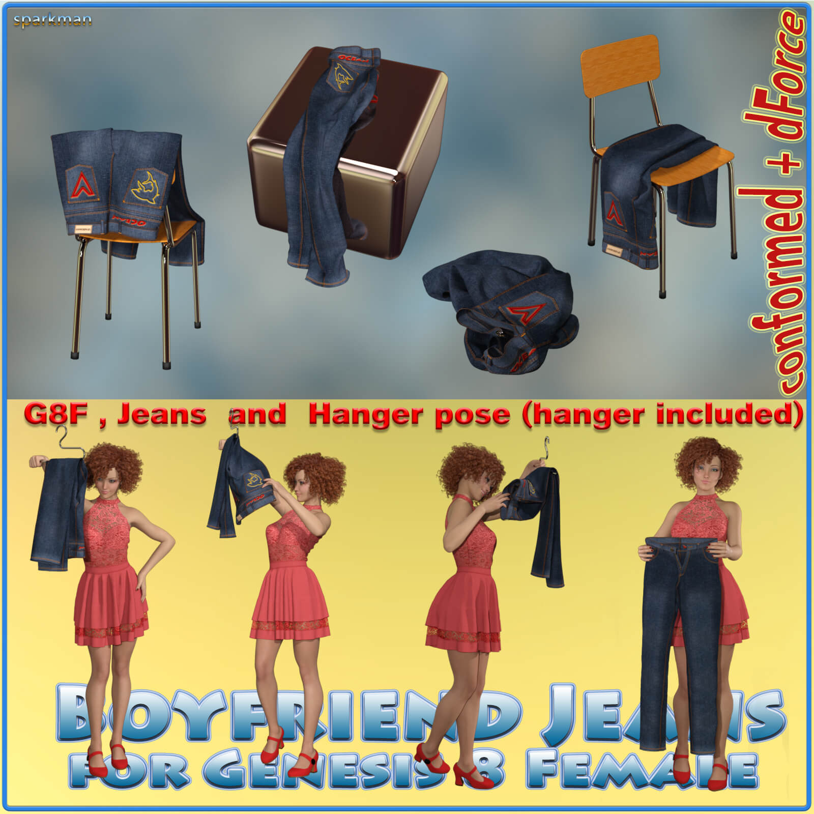 dForce Boyfriend Jeans for Genesis 8 Female - Daz Content by Sparkman