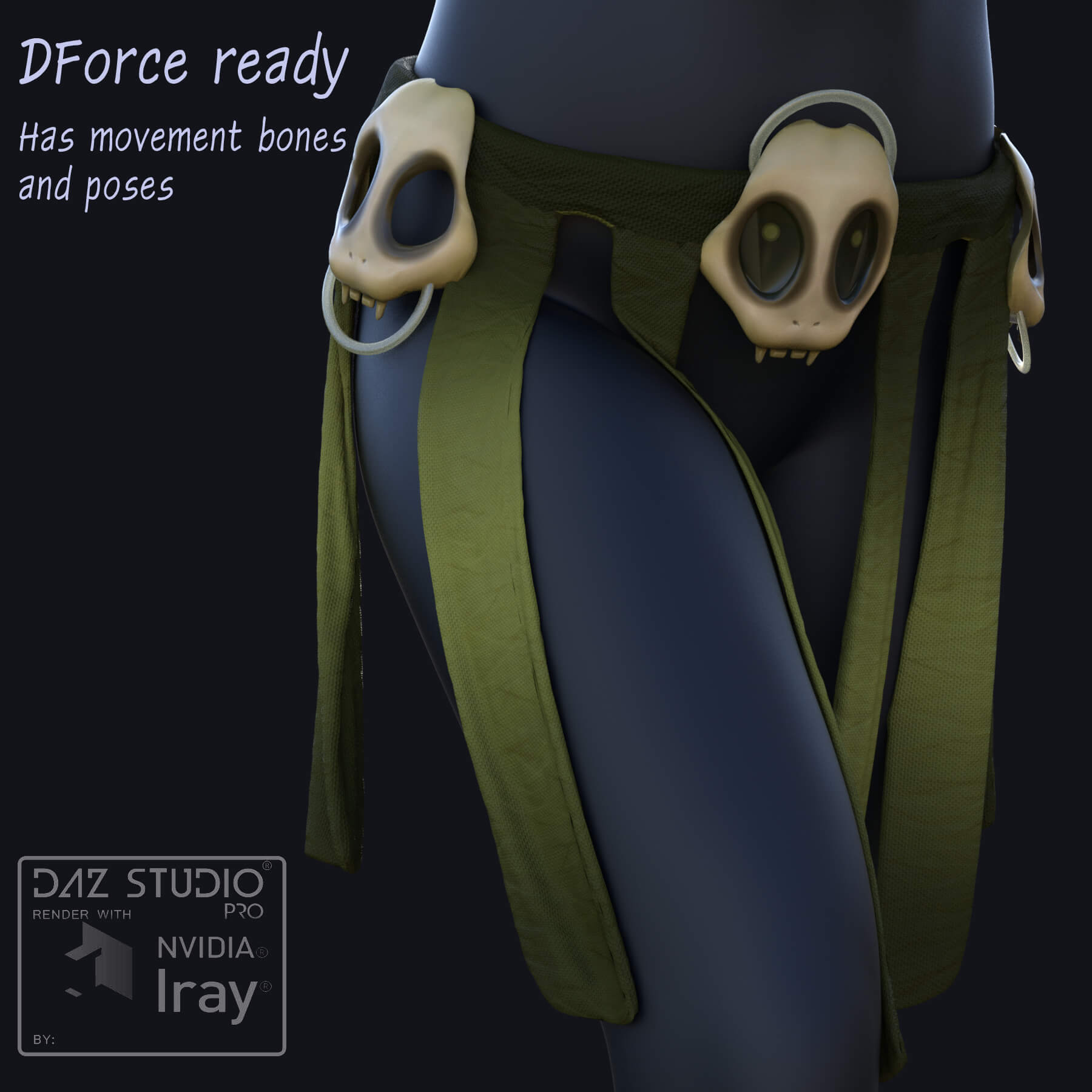 Stylized Skull Skirt Belt for Genesis 9 - Daz Content by spearcarrier