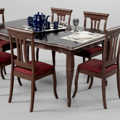 Dining Set With Plates RH1 - 3D Model by Speedup