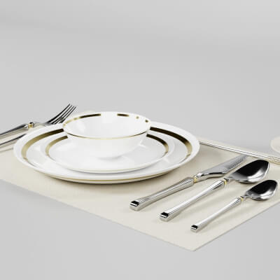 Plates Spoon and Fork Set RH1 - 3D Model by Speedup