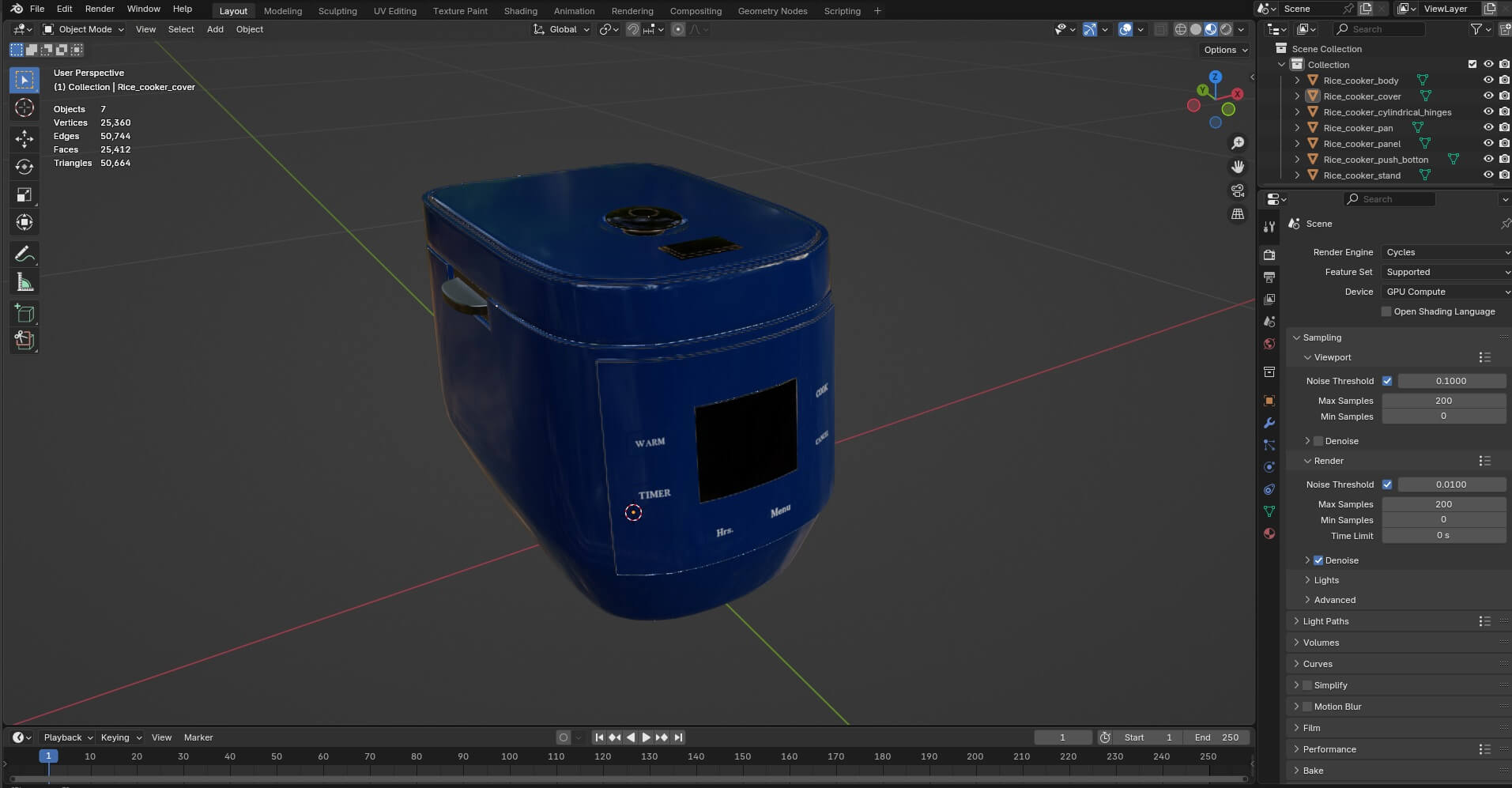 Rice Cooker RH1 - 3D Model by Speedup