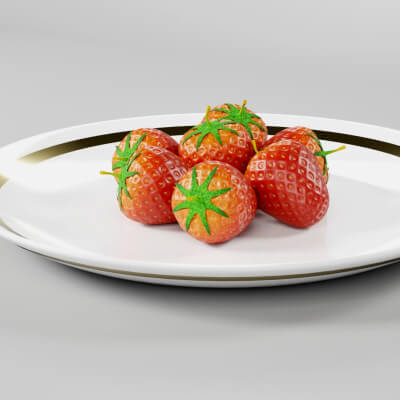 Strawberry With Plate RH1 - 3D Model by Speedup