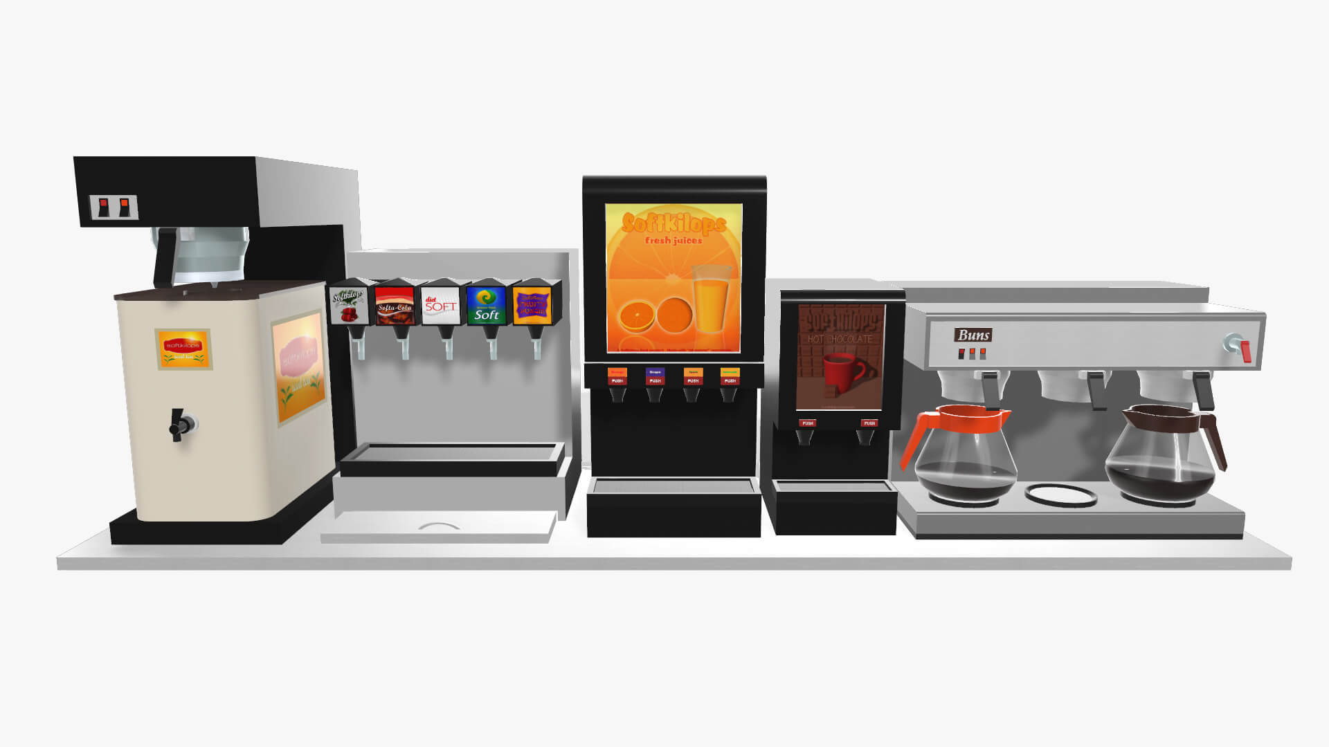 Drink Station for Cafeteria Restaurant - 3D Model by SpiritSwitchboard