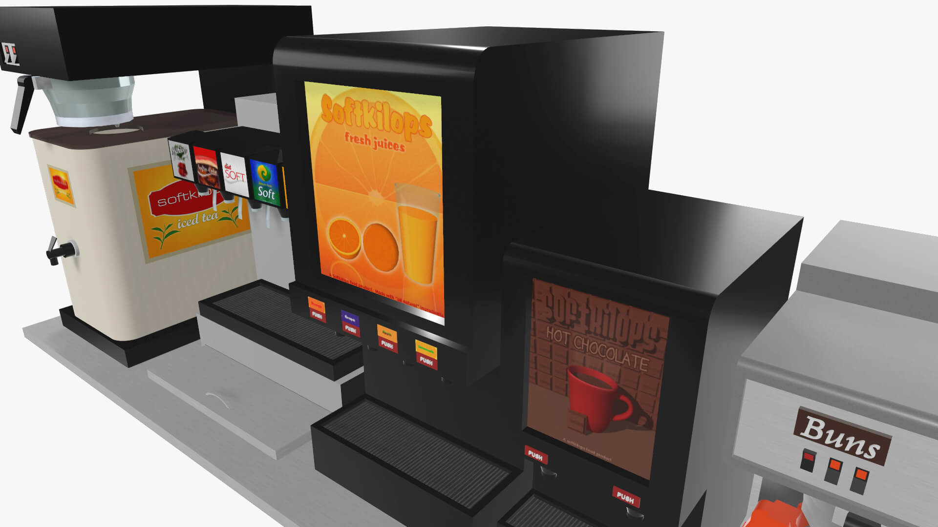 Drink Station for Cafeteria Restaurant - 3D Model by SpiritSwitchboard