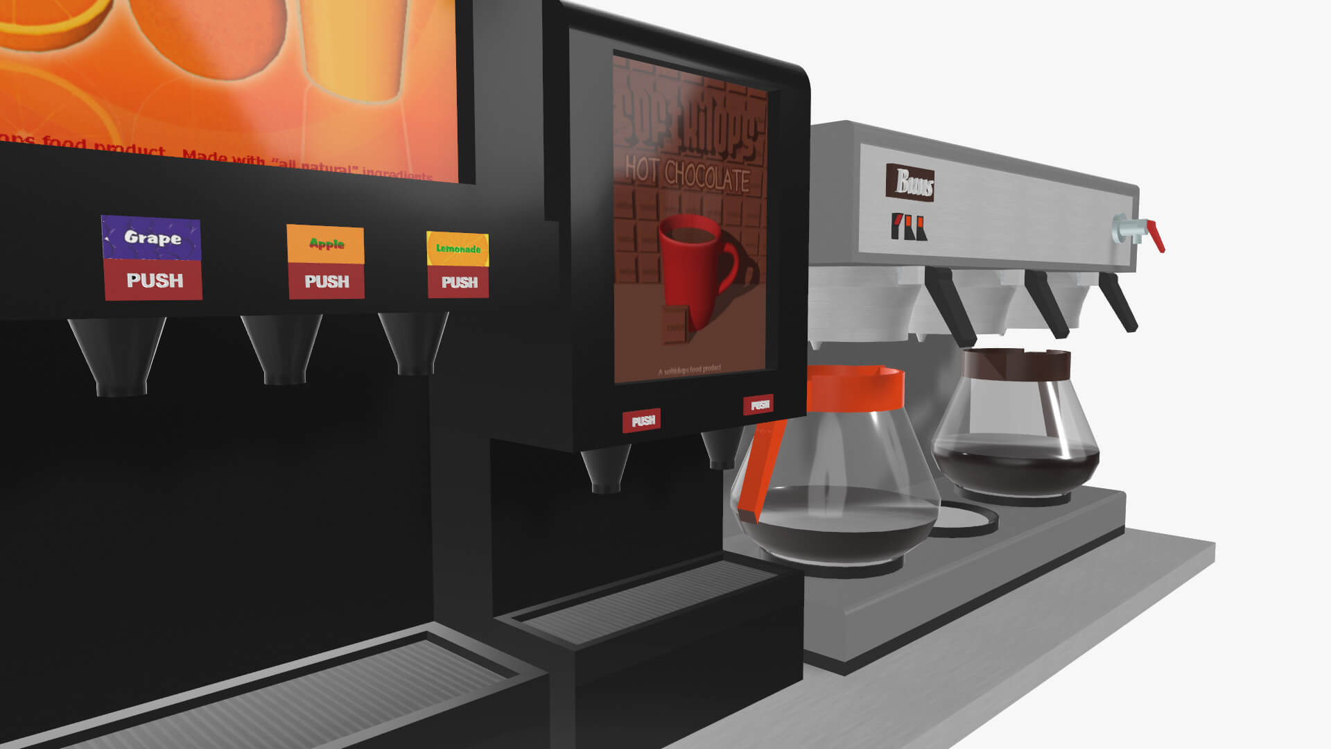 Drink Station for Cafeteria Restaurant - 3D Model by SpiritSwitchboard