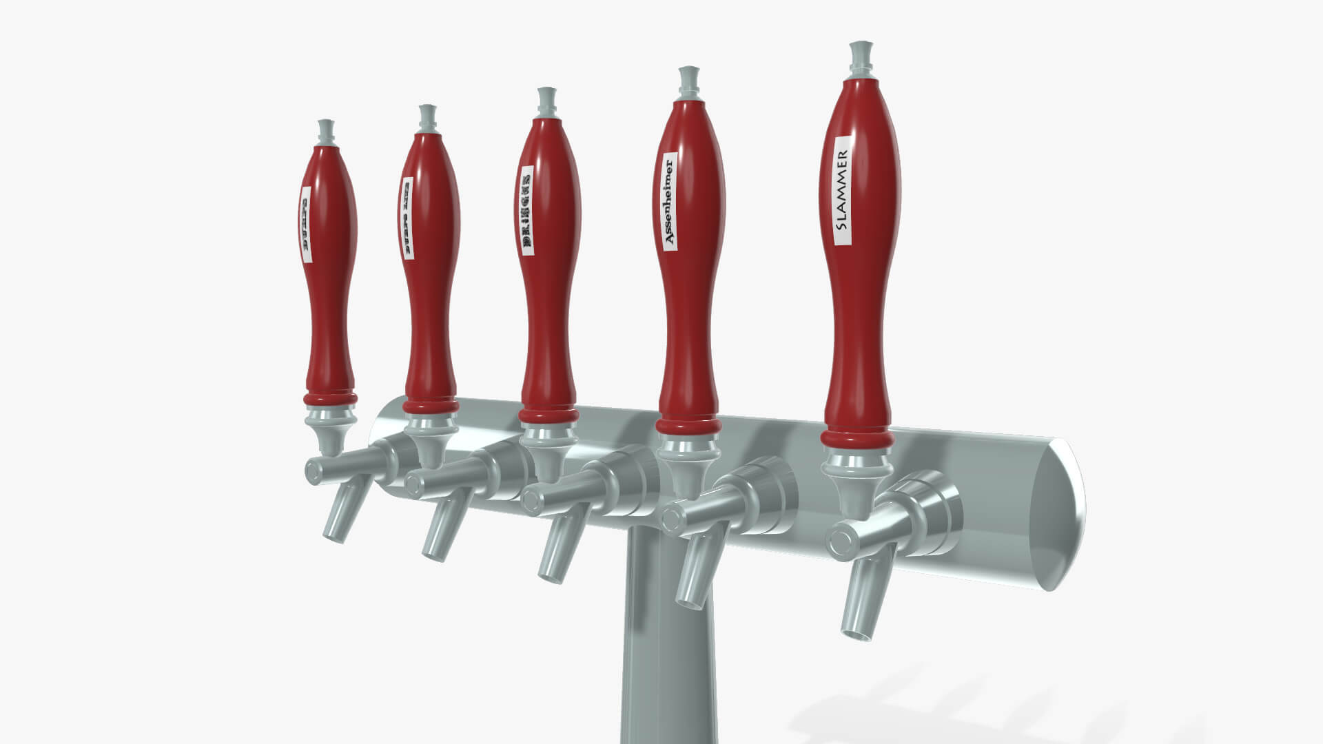 Beer Taps With Red Handles - 3D Model by SpiritSwitchboard