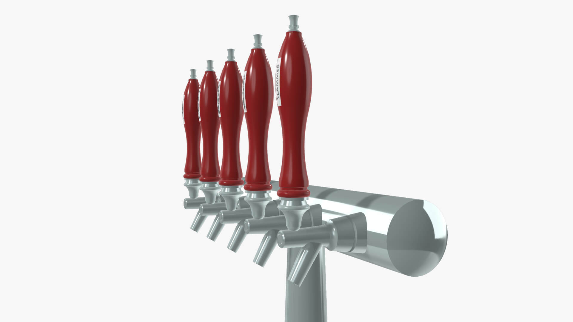 Beer Taps With Red Handles - 3D Model by SpiritSwitchboard