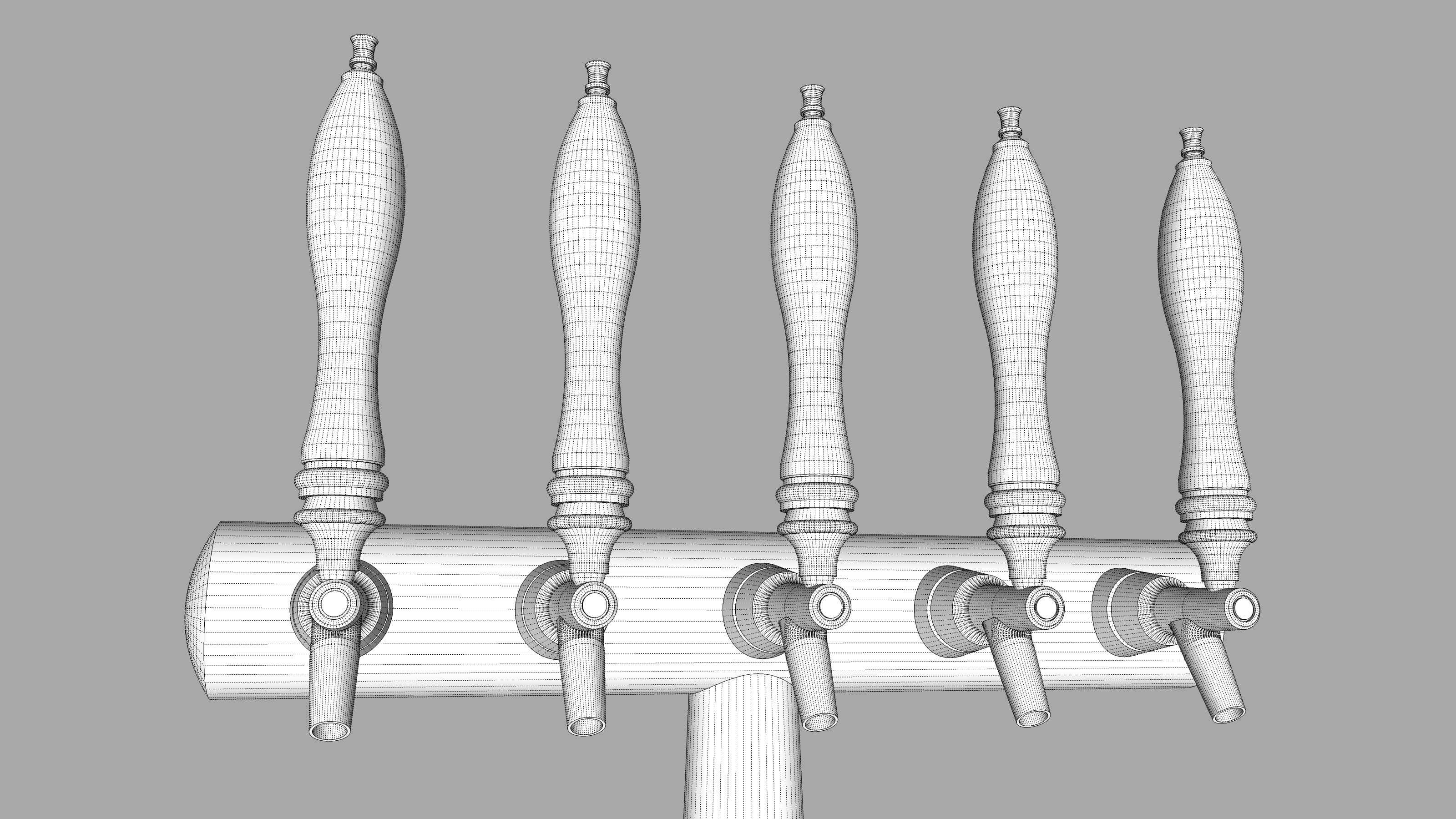 Beer Taps With Red Handles - 3D Model by SpiritSwitchboard