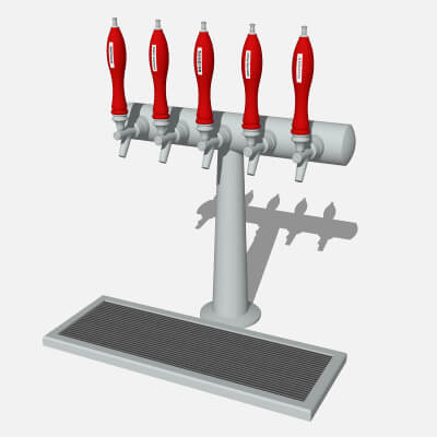 Beer Taps With Red Handles - 3D Model by SpiritSwitchboard
