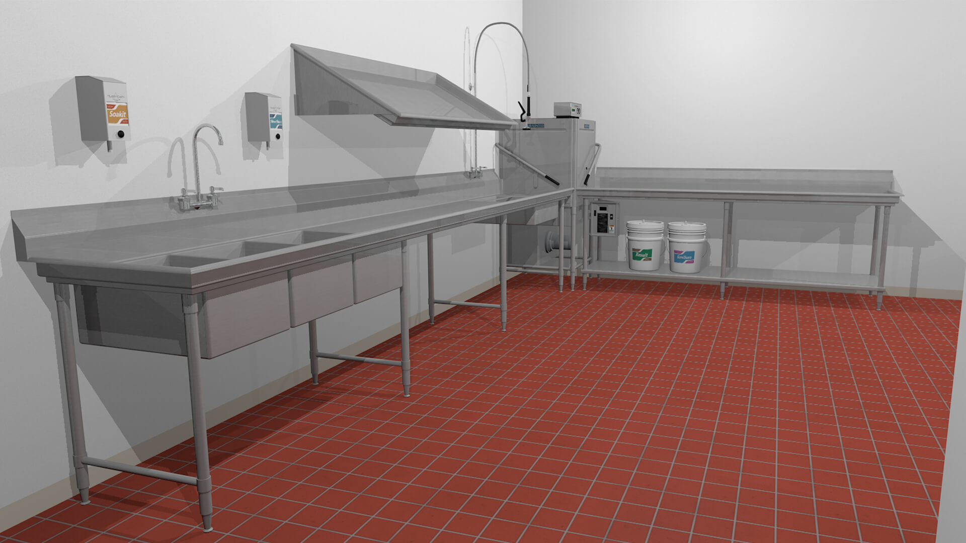 Dishwashing Station for Restaurant Cafeteria Etc - 3D Model by ...