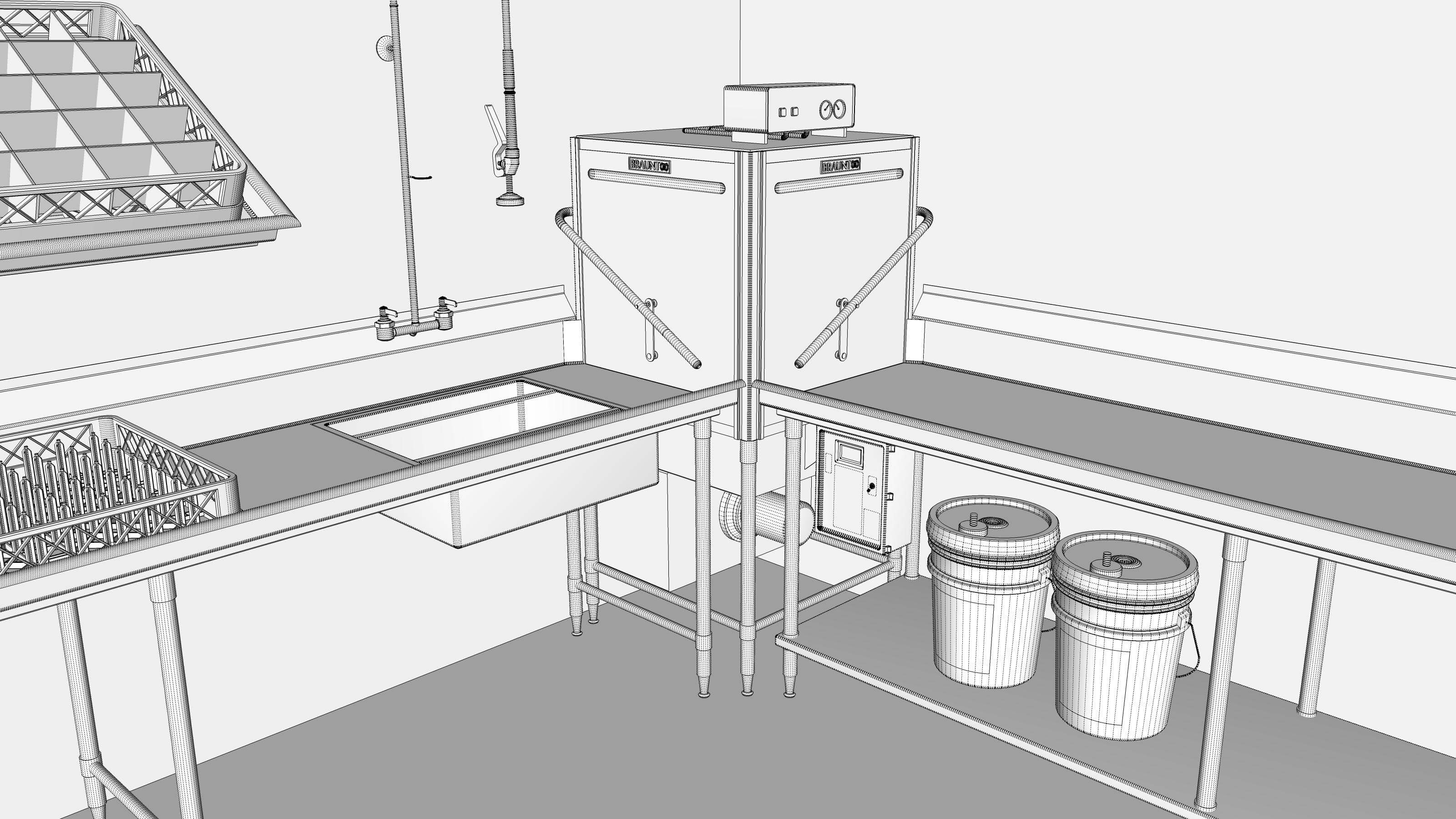 Dishwashing Station for Restaurant Cafeteria Etc - 3D Model by ...