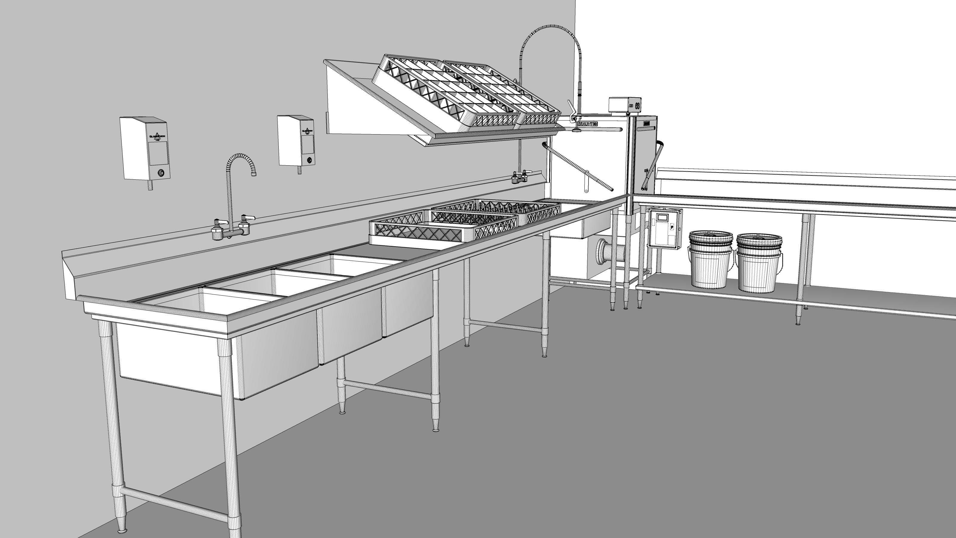 Dishwashing Station for Restaurant Cafeteria Etc - 3D Model by ...