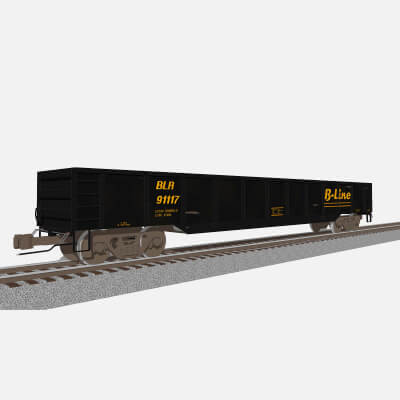 Freight Train Car - Gondola 3D Model by SpiritSwitchboard
