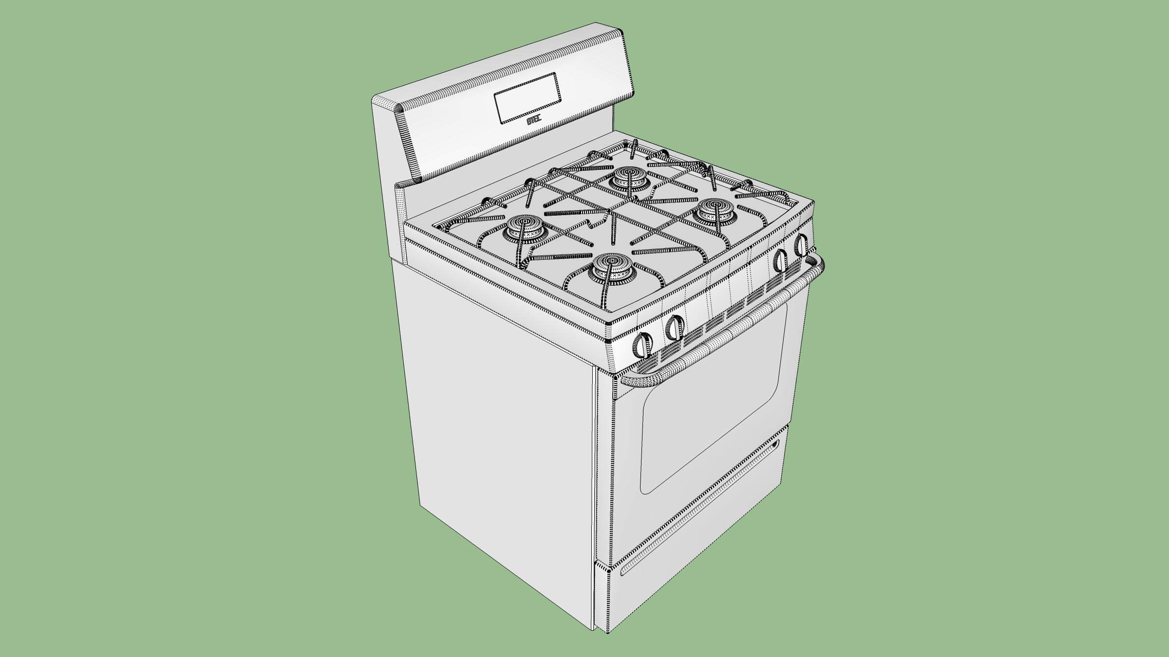 Gas Oven - Stove With Gas Burners 3D Model by SpiritSwitchboard