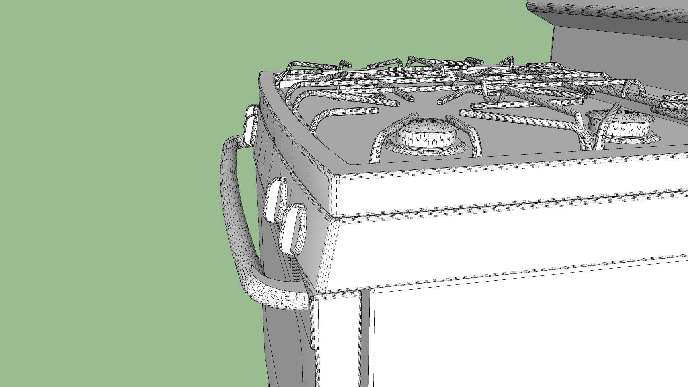 Gas Oven - Stove With Gas Burners 3D Model by SpiritSwitchboard