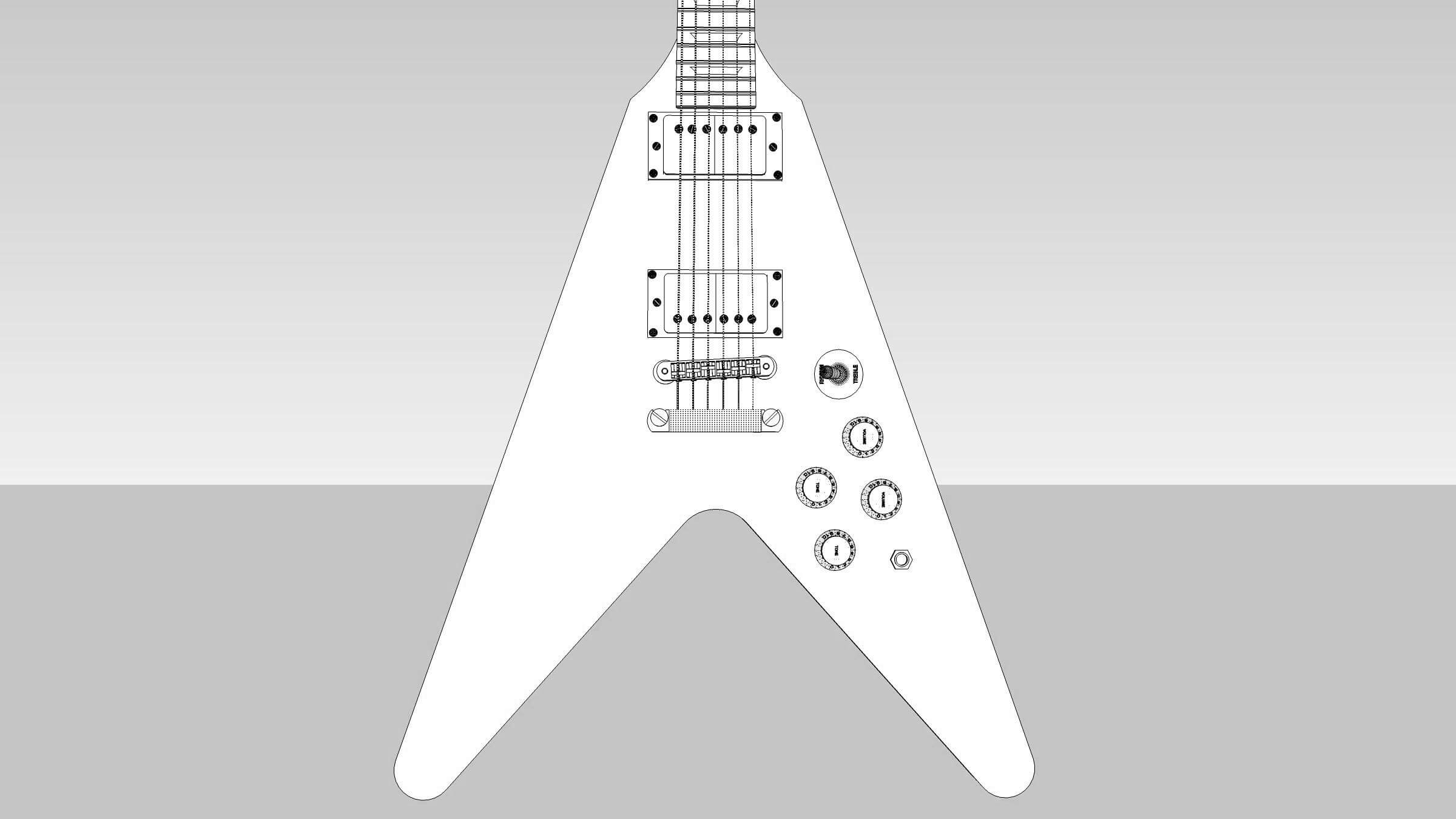 Gibson Custom Flying V Guitar - Sunburst Finish 3D Model by ...