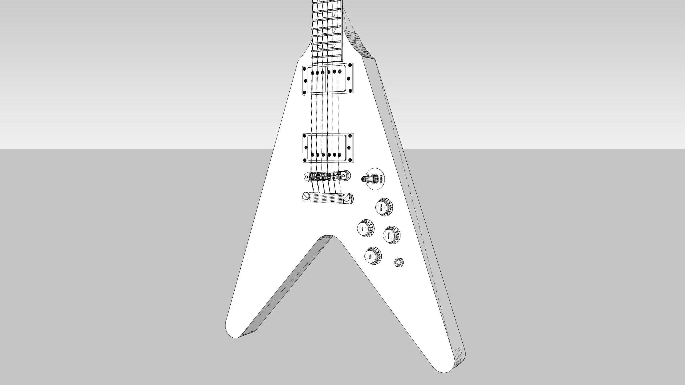 Gibson Custom Flying V Guitar - Sunburst Finish 3D Model by ...