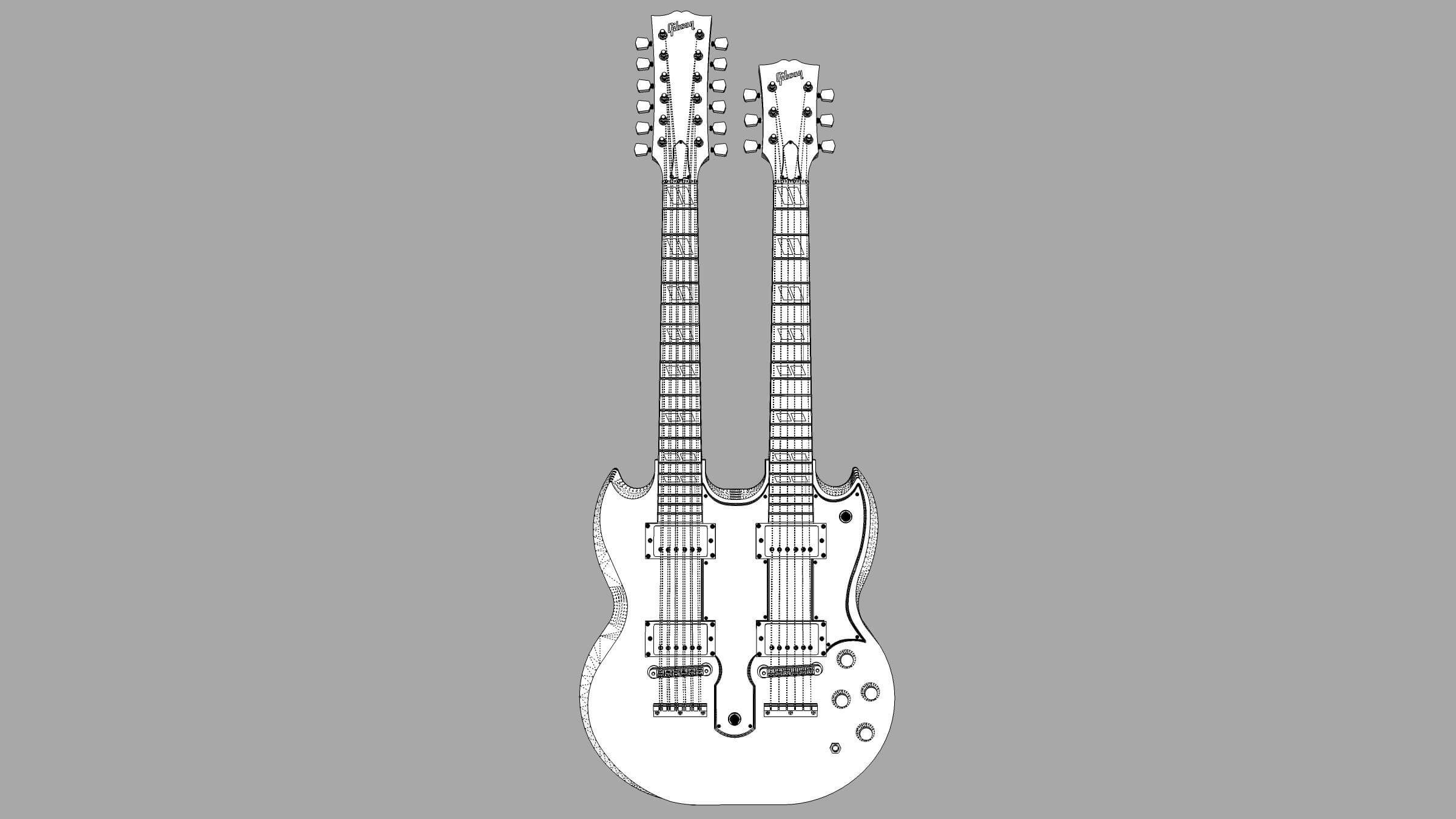 Gibson Double Neck Guitar With Alpine White Finish - 3D Model by ...