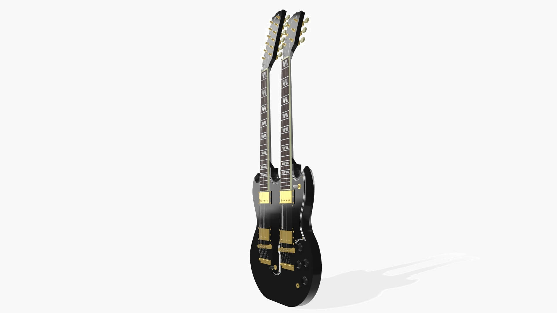 Gibson Double Neck Guitar With Black Finish - 3D Model by SpiritSwitchboard