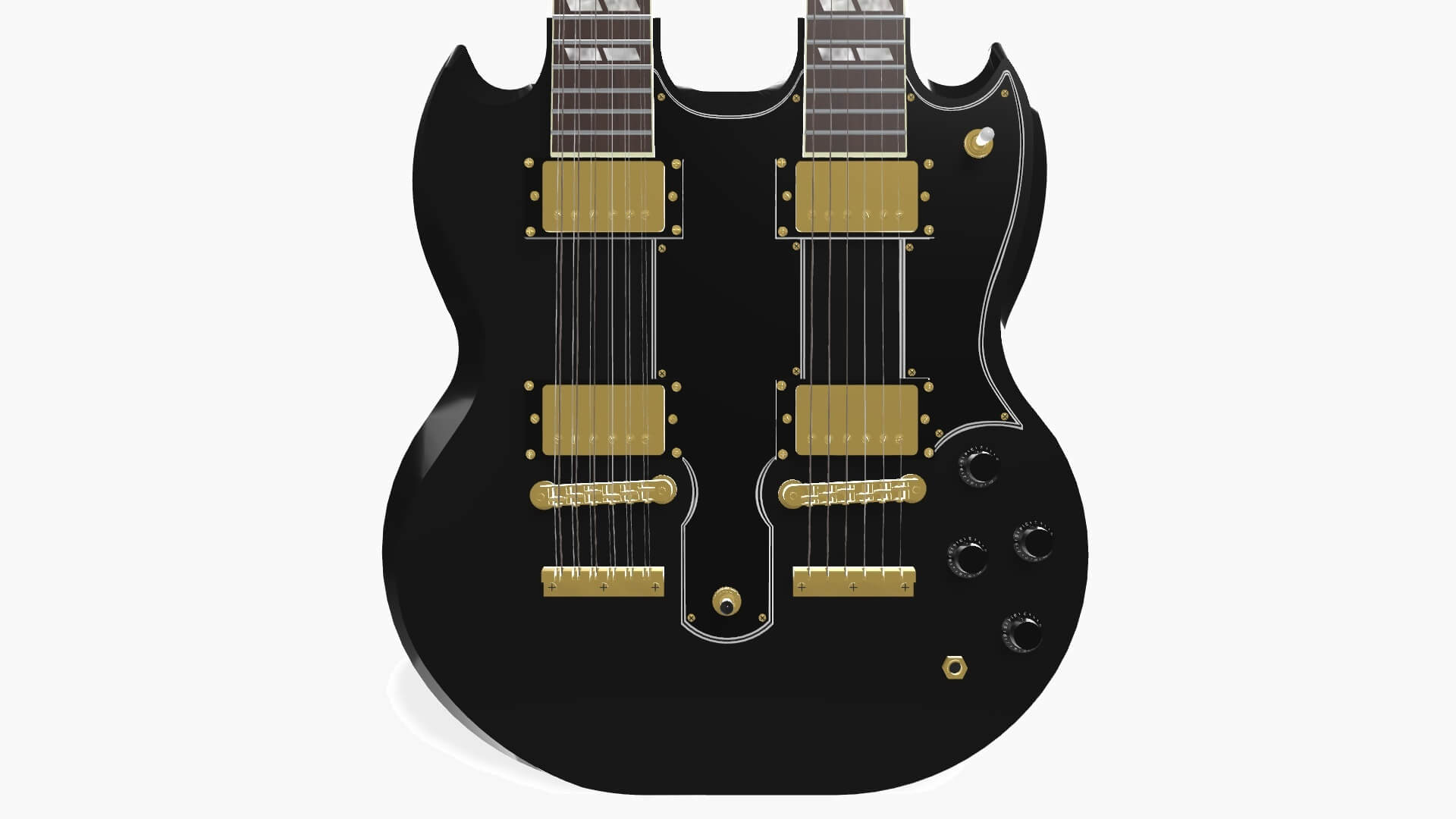Gibson Double Neck Guitar With Black Finish - 3D Model by SpiritSwitchboard