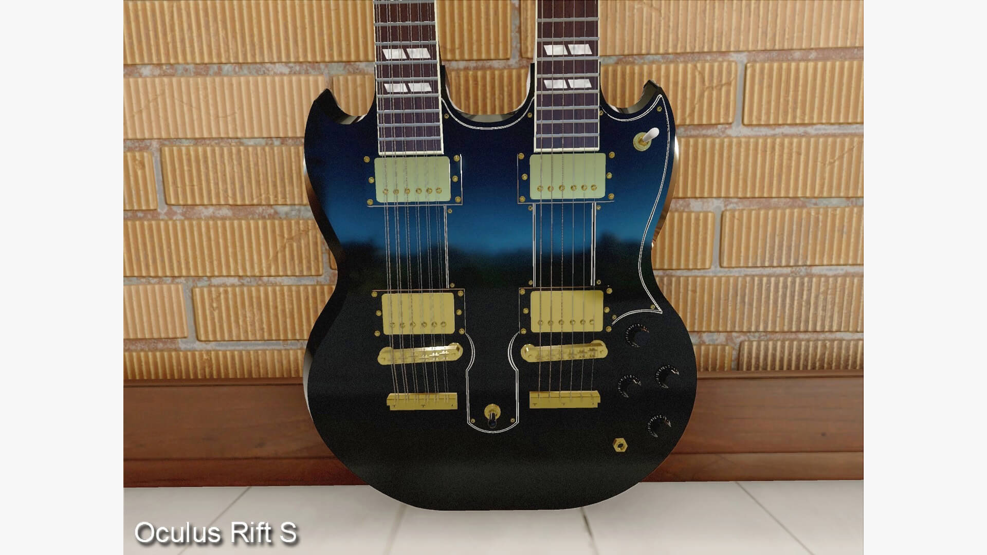 Gibson Double Neck Guitar With Black Finish - 3D Model by SpiritSwitchboard