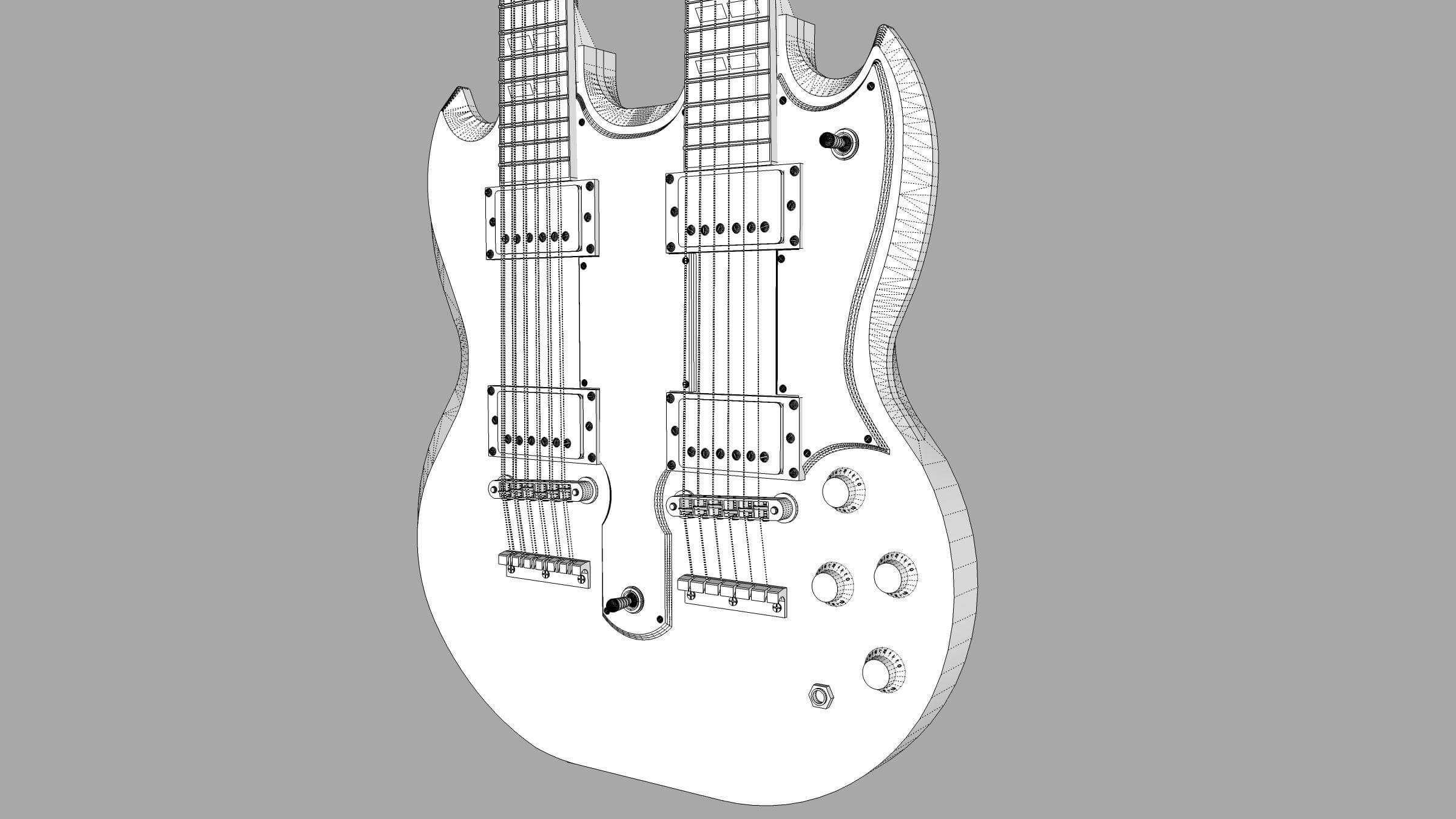 Gibson Double Neck Guitar With Sunburst Finish - 3D Model by ...