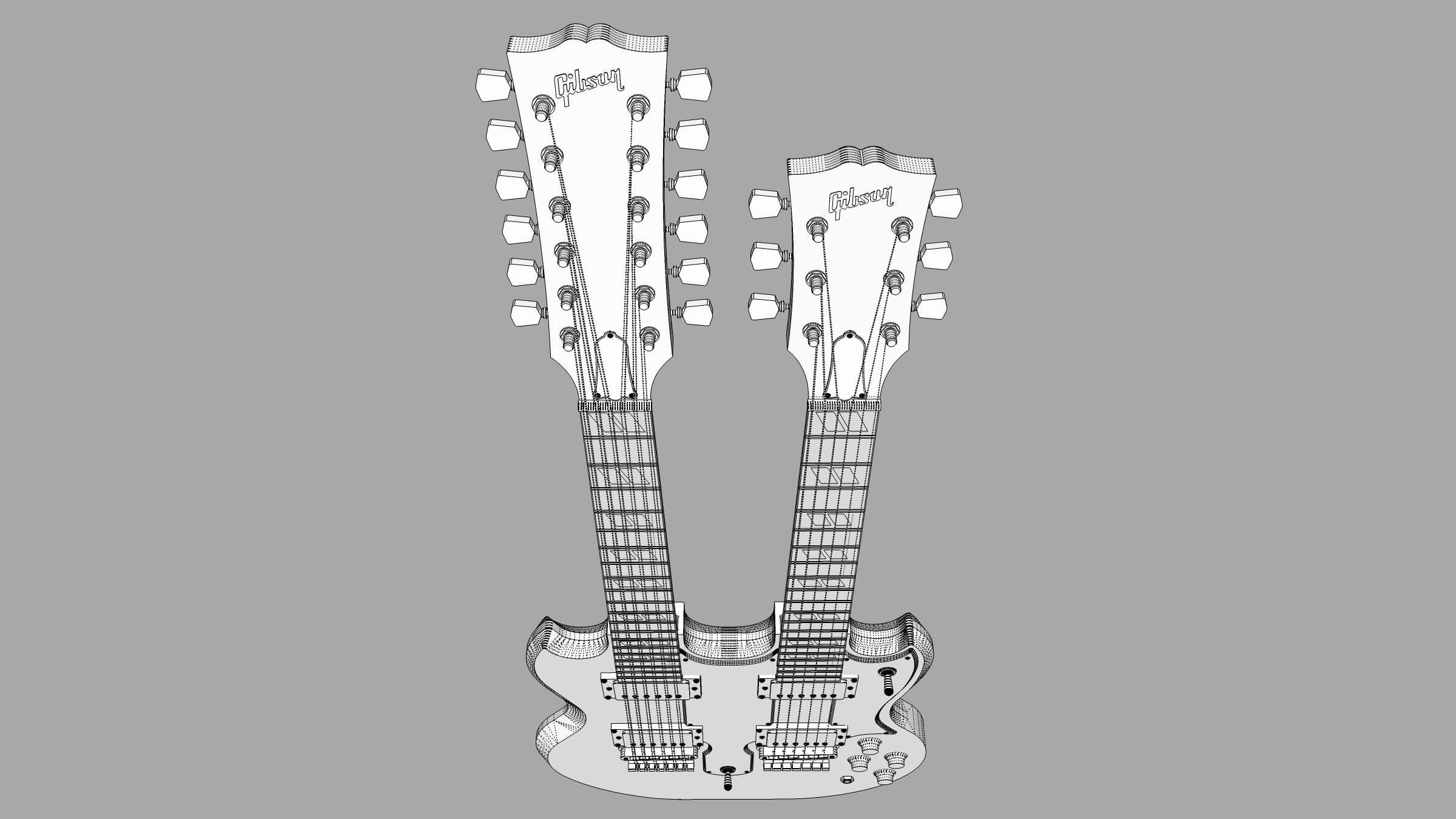 Gibson Double Neck Guitar With Sunburst Finish - 3D Model by ...