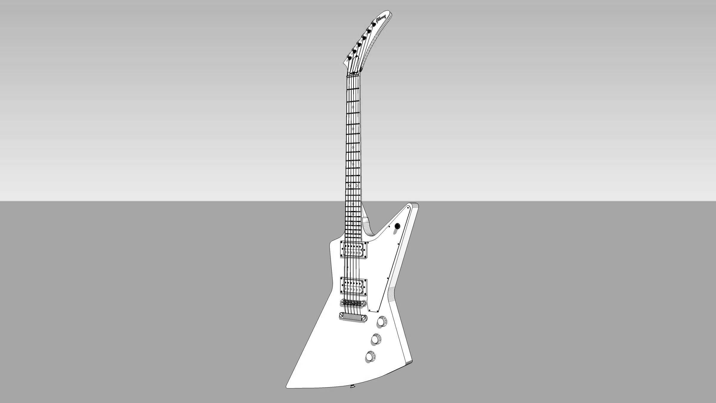 Gibson Explorer Guitar - Blonde Wood Finish 3D Model by SpiritSwitchboard