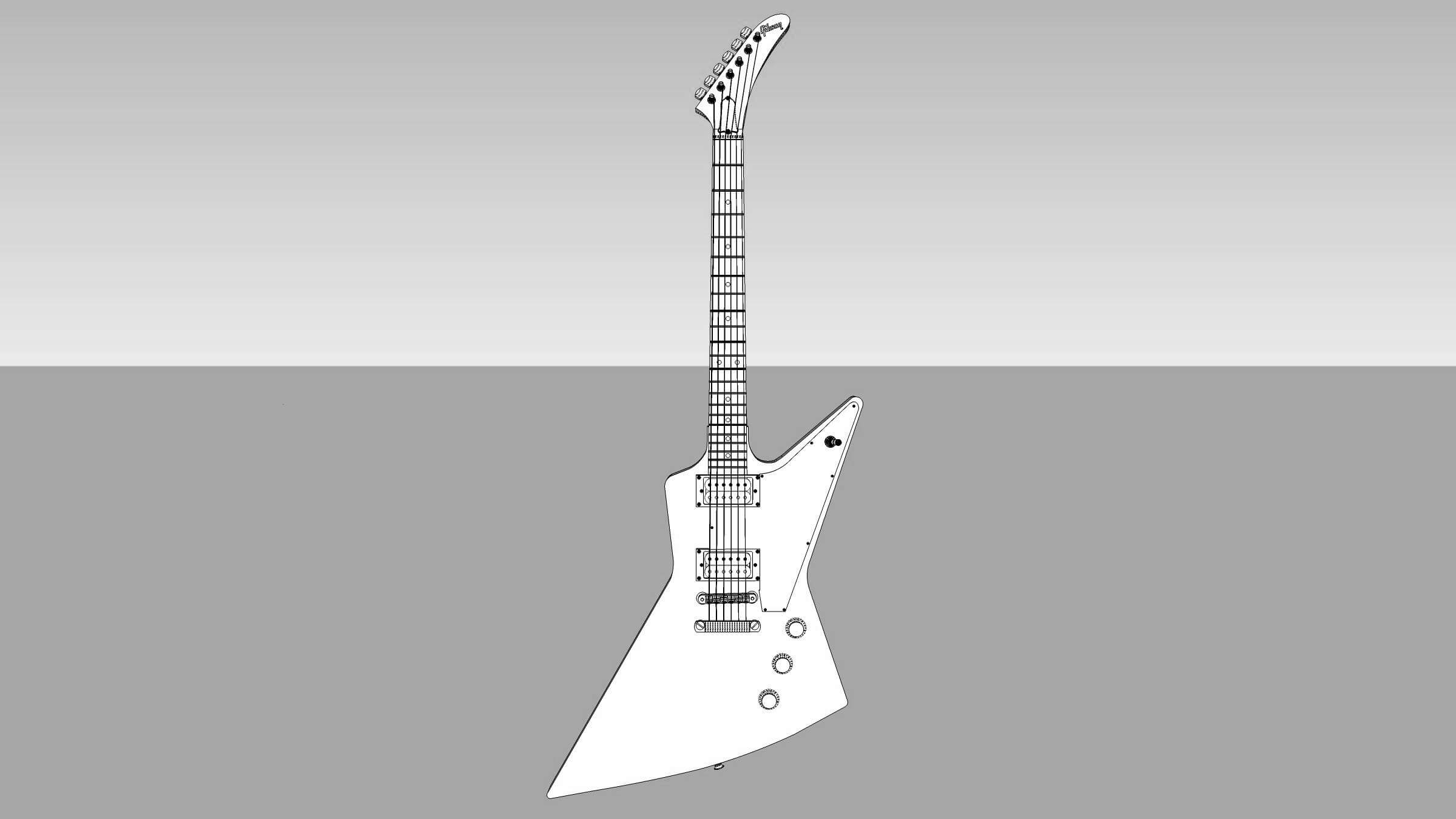 Gibson Explorer Guitar - Red Wood Finish 3D Model by SpiritSwitchboard