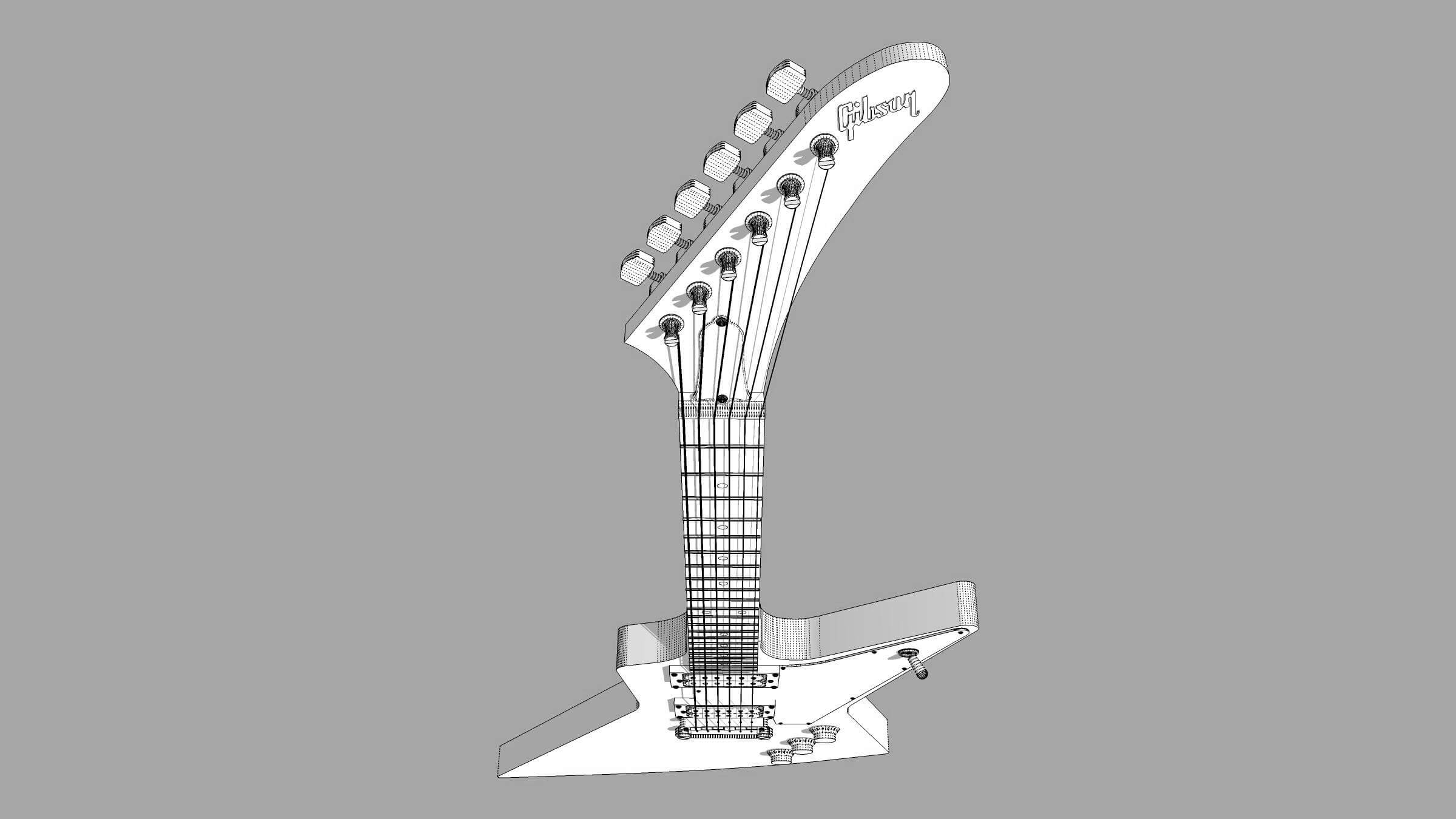 Gibson Explorer Guitar - Red Wood Finish 3D Model by SpiritSwitchboard