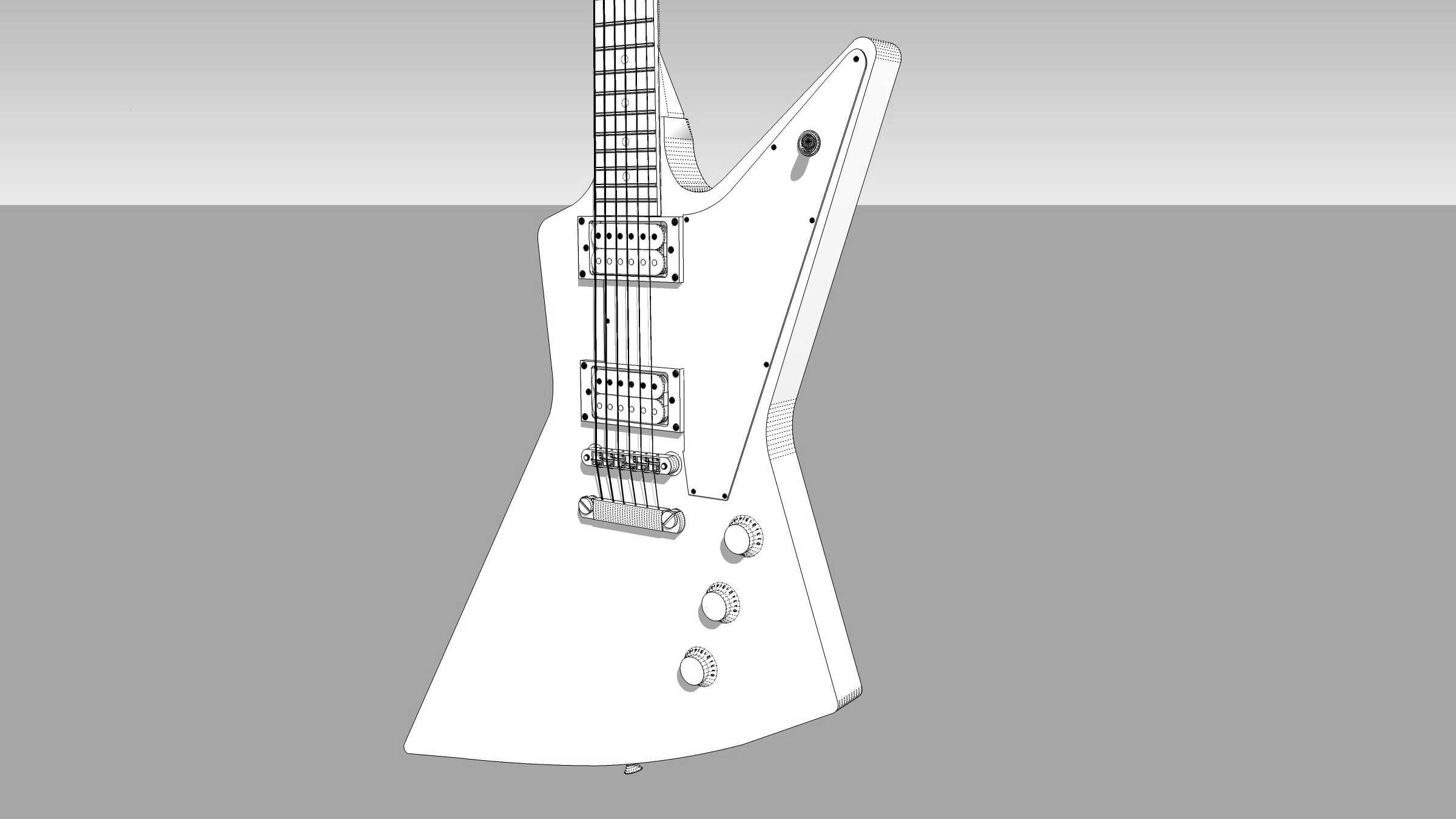 Gibson Explorer Guitar - Red Wood Finish 3D Model by SpiritSwitchboard